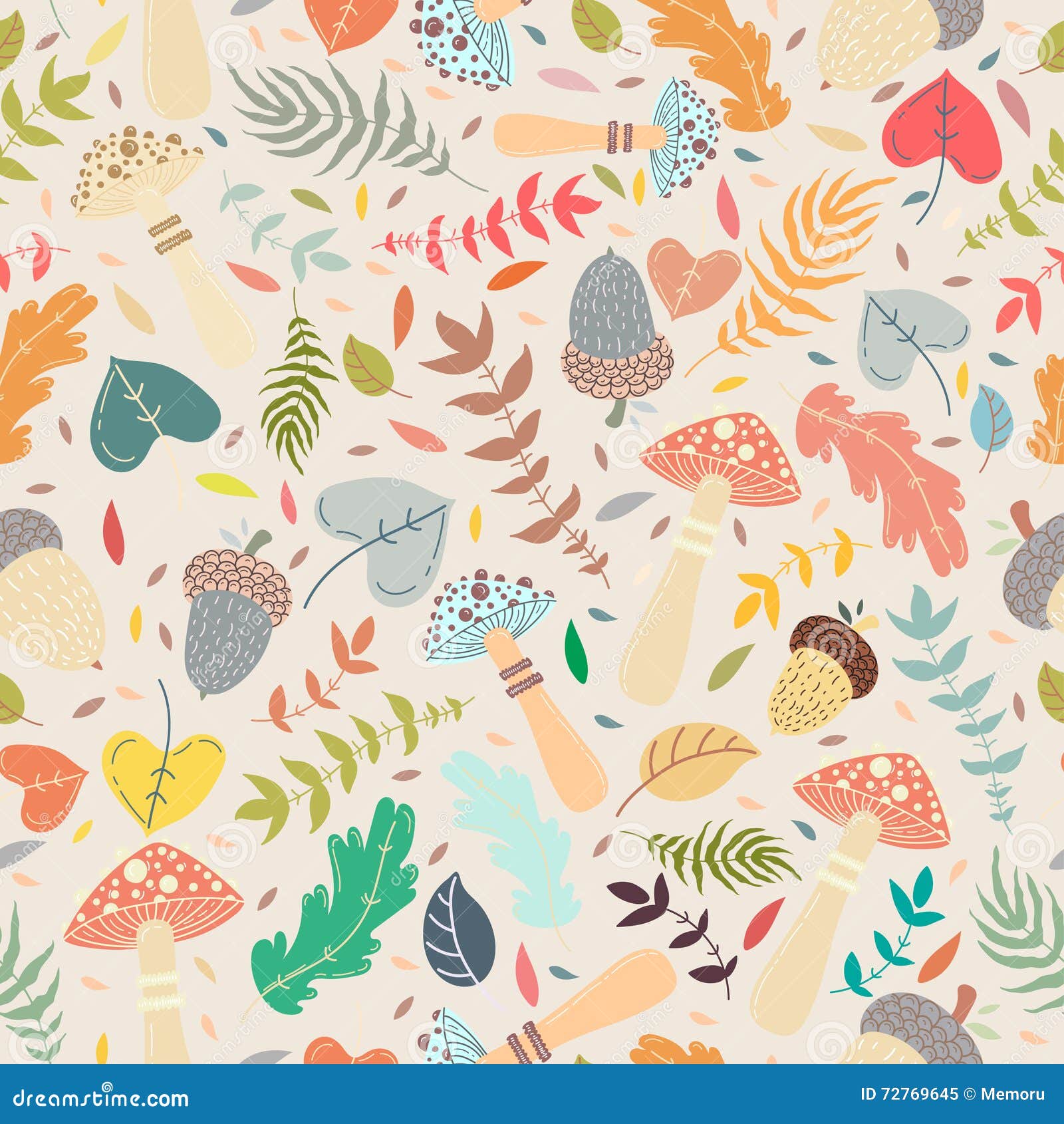 Seamless Decorative Stylized Leaf Pattern in Light, Bright Colors Stock ...