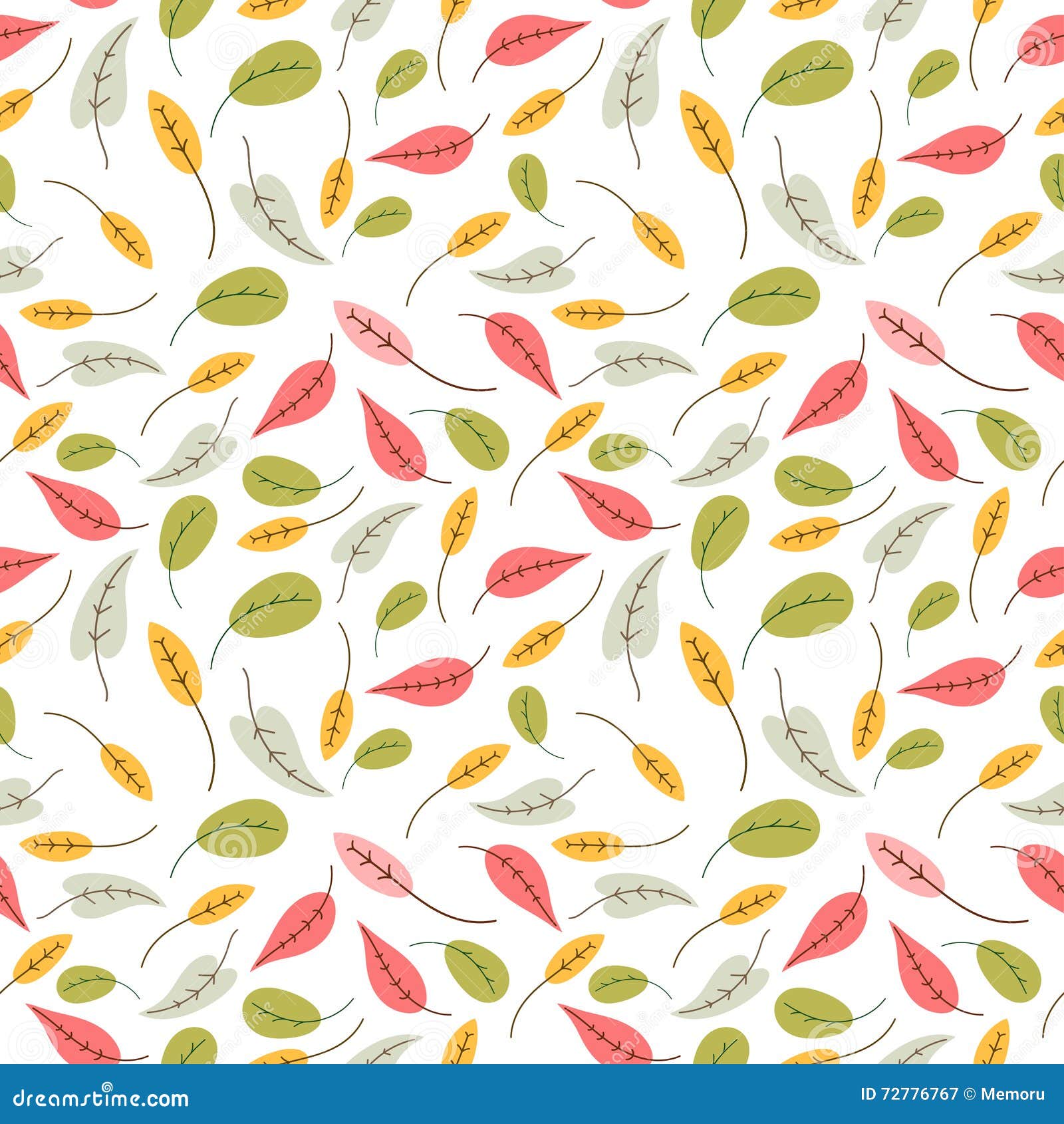 Seamless Decorative Stylized Leaf Pattern in Light, Bright Colors Stock ...