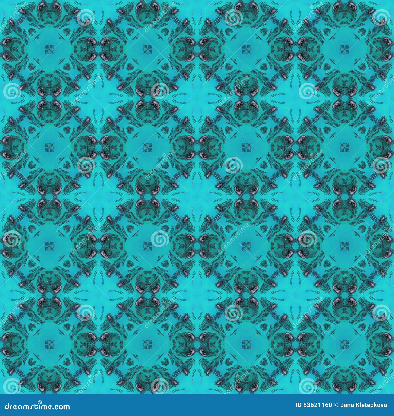 Seamless Deep Cyan Malachite Blue Colored Ornate Background Stock ...