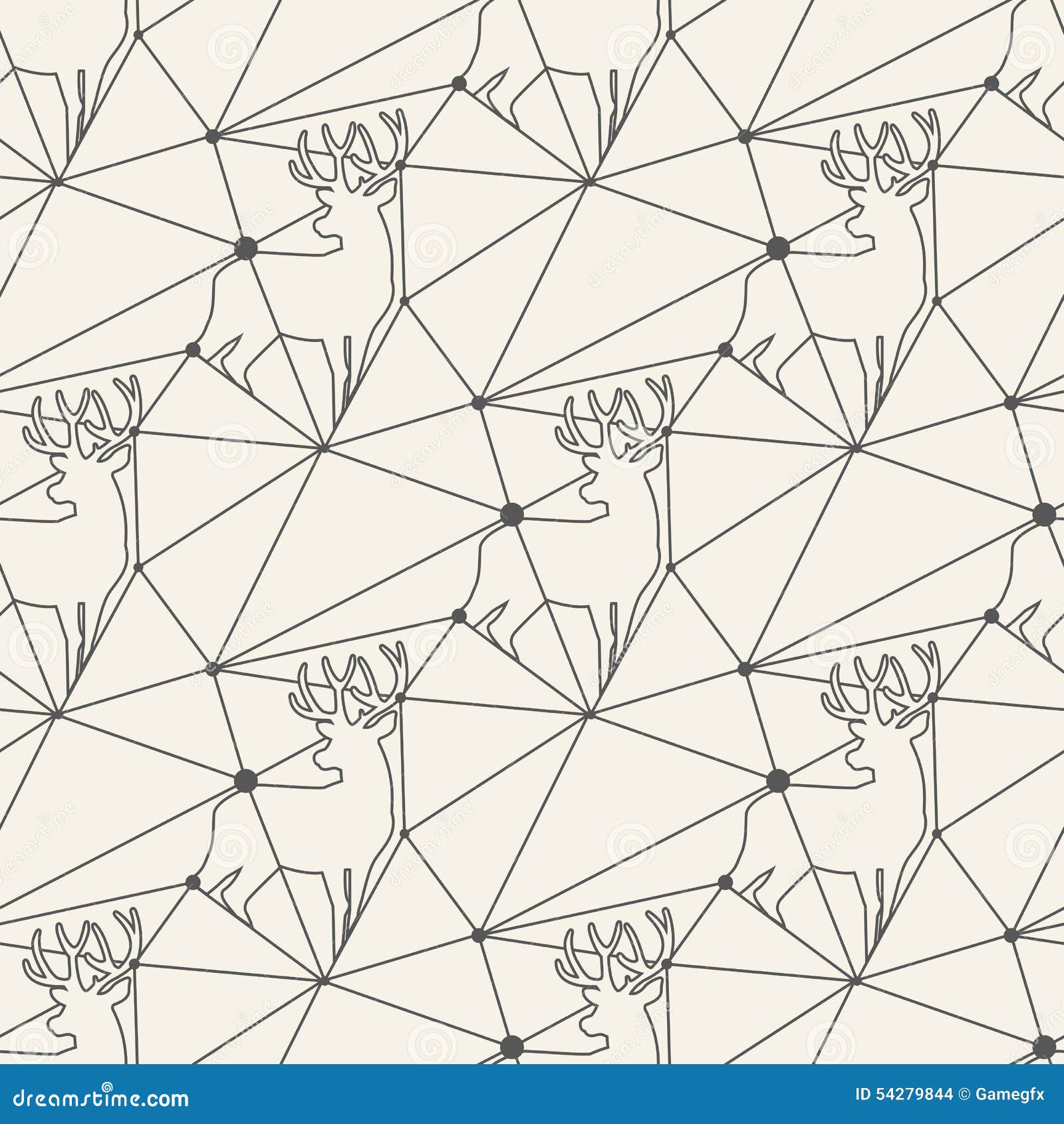 Seamless Deer Line Pattern Tile Background Stock Vector - Illustration ...