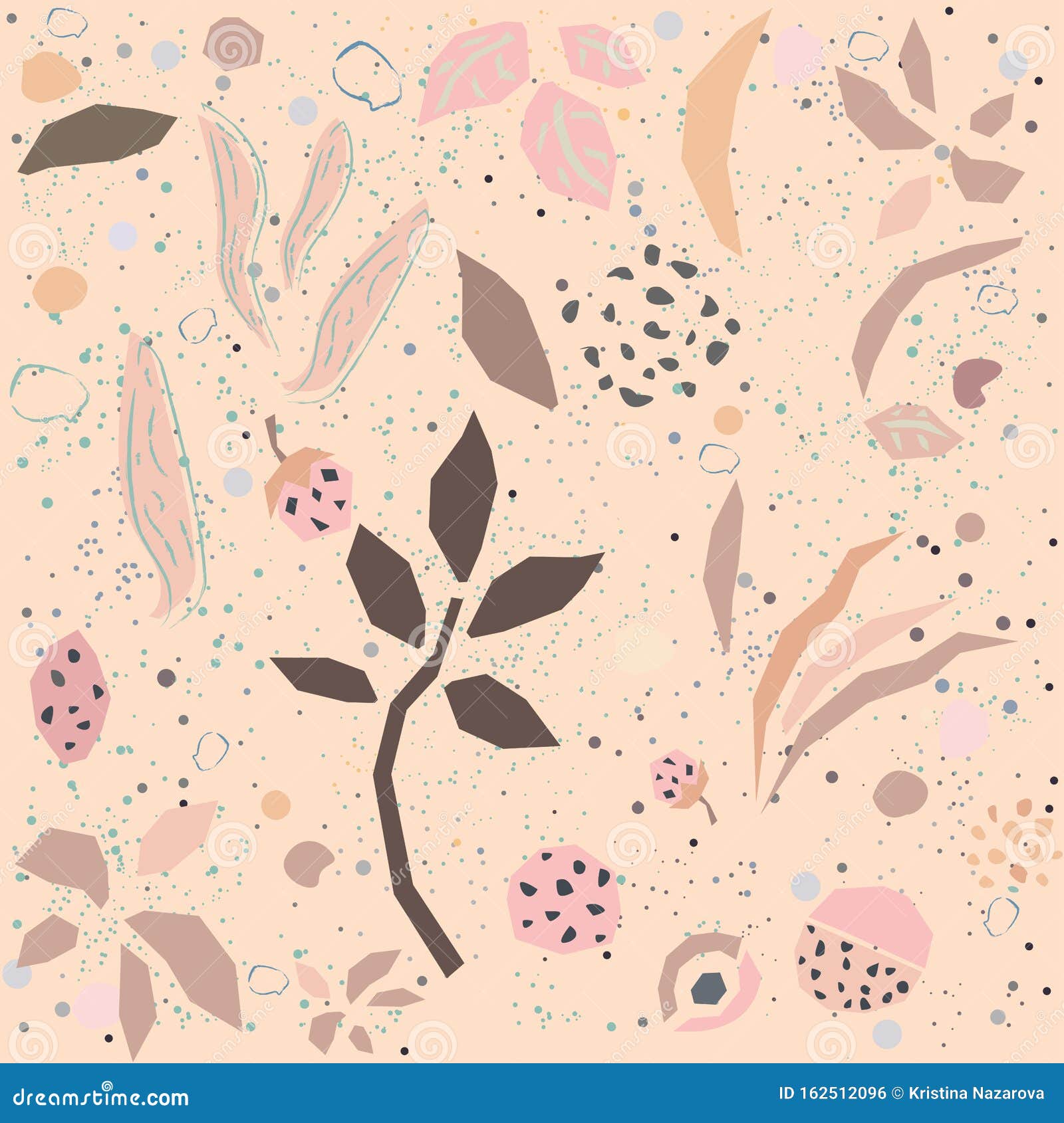 Seamless Delicate Floral Pattern on Dotted Background Stock ...