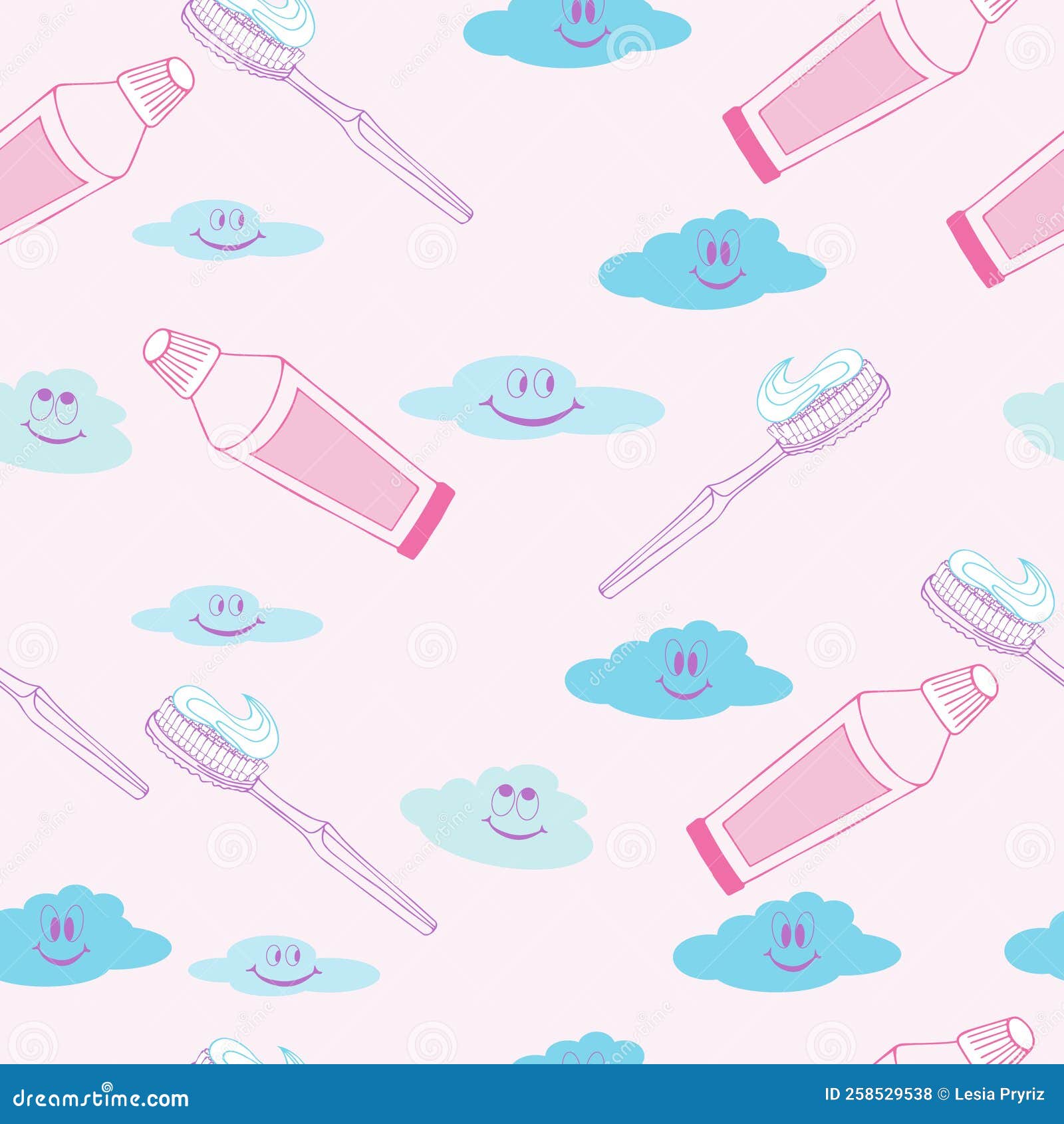 Seamless Dental Pattern Toothpaste, Brush and Dental Elements Stock ...