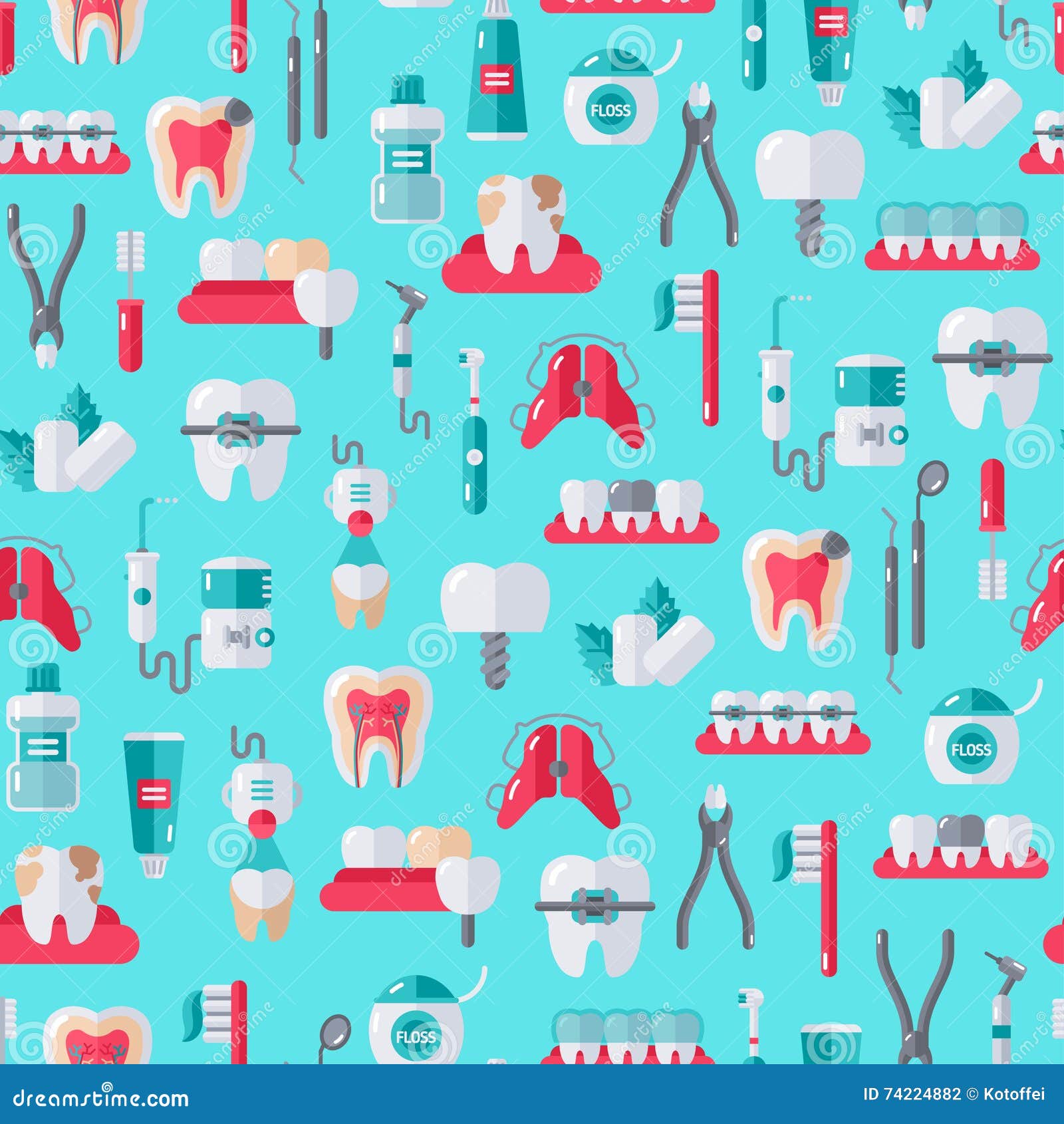 Seamless Dentist Pattern On Pink Background Vector Illustration ...