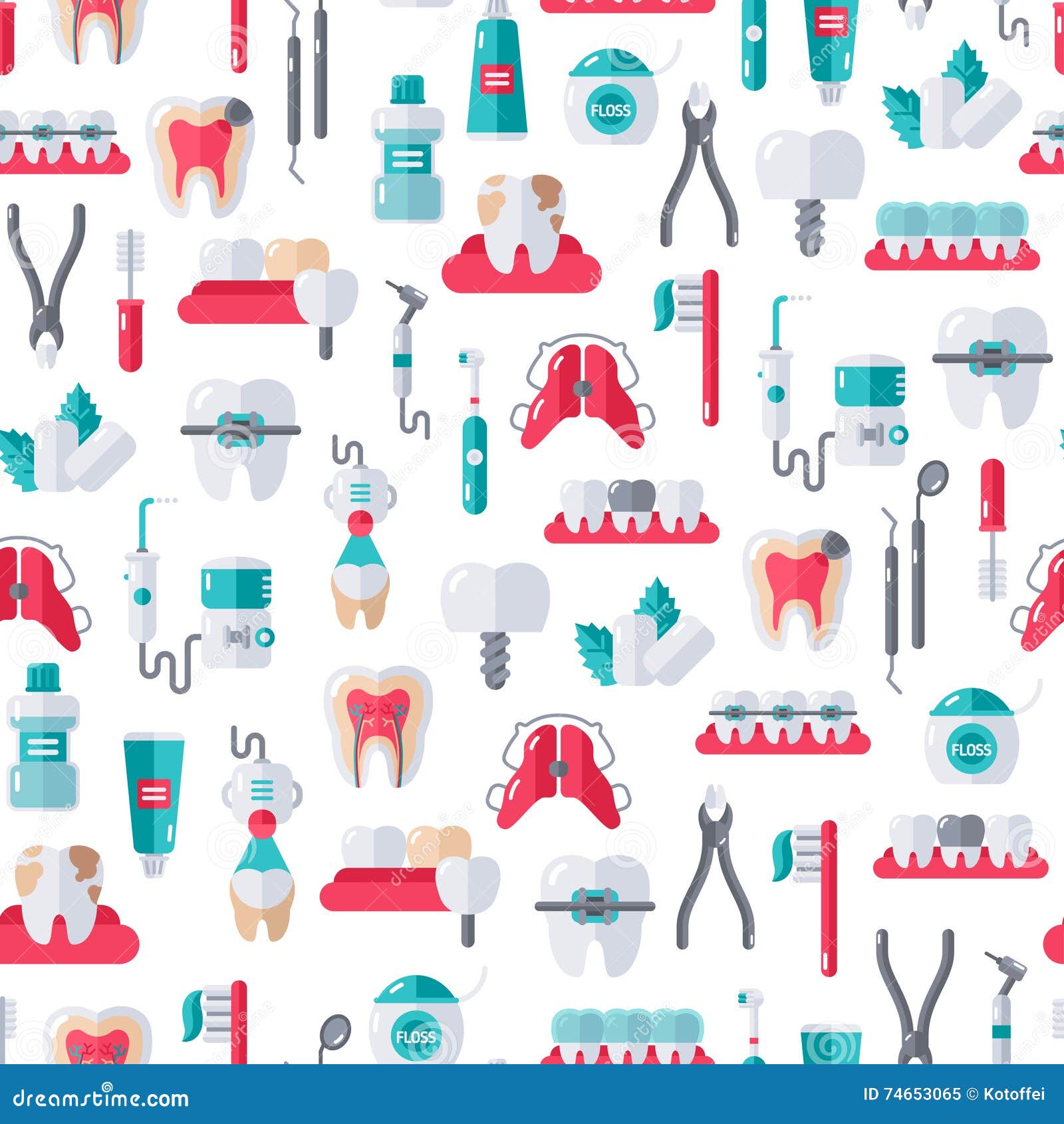 Seamless Dentist Pattern On Pink Background Vector Illustration ...