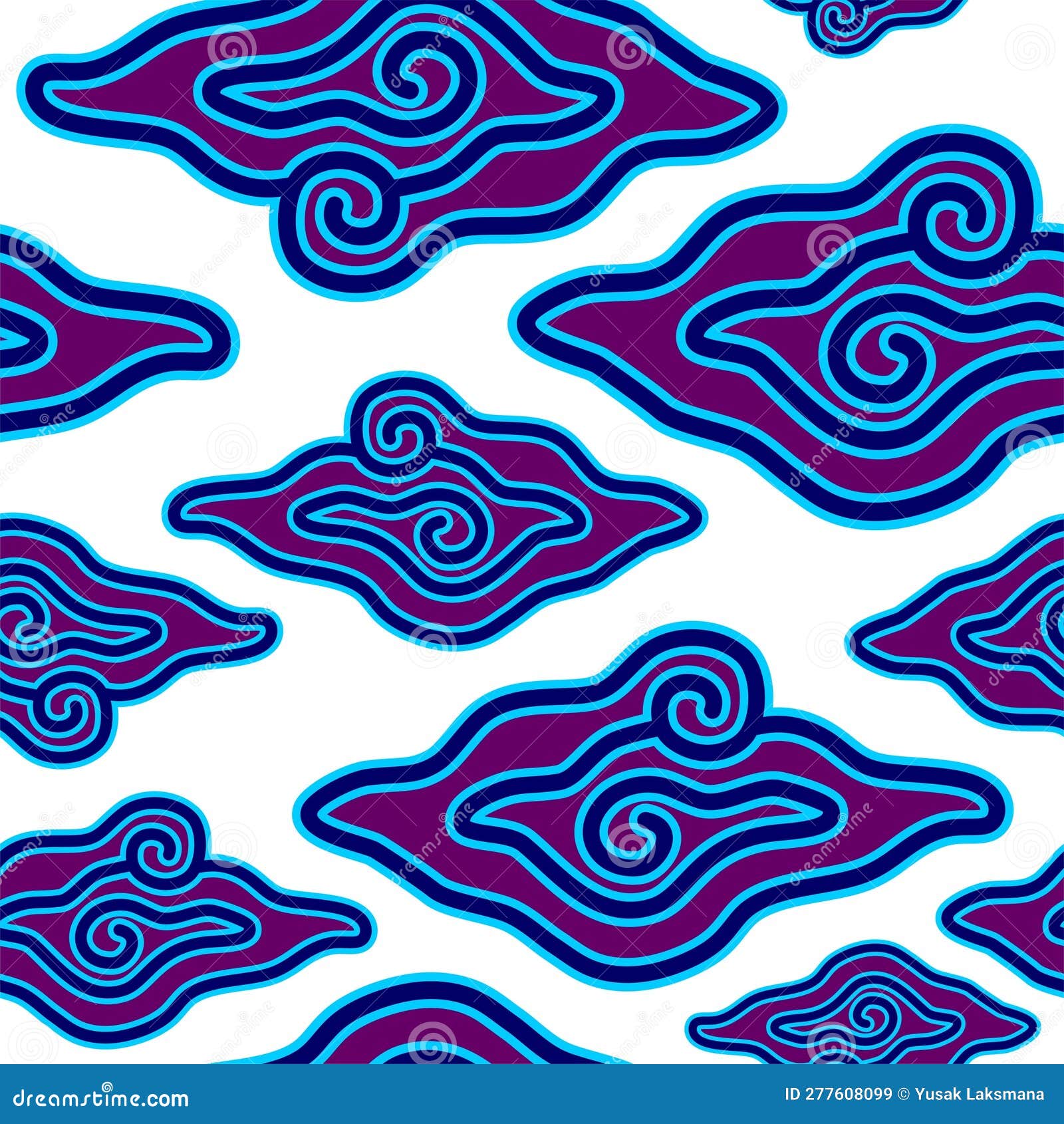 Seamless Design Of Cloud Pattern Named "Batik Mega Mendung" From Indonesia Isolated On White ...