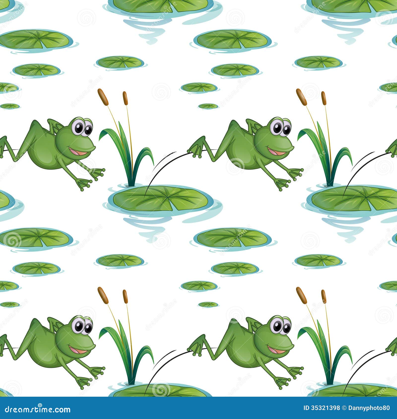 Seamless Design with Frogs at the Pond Stock Vector - Illustration of ...