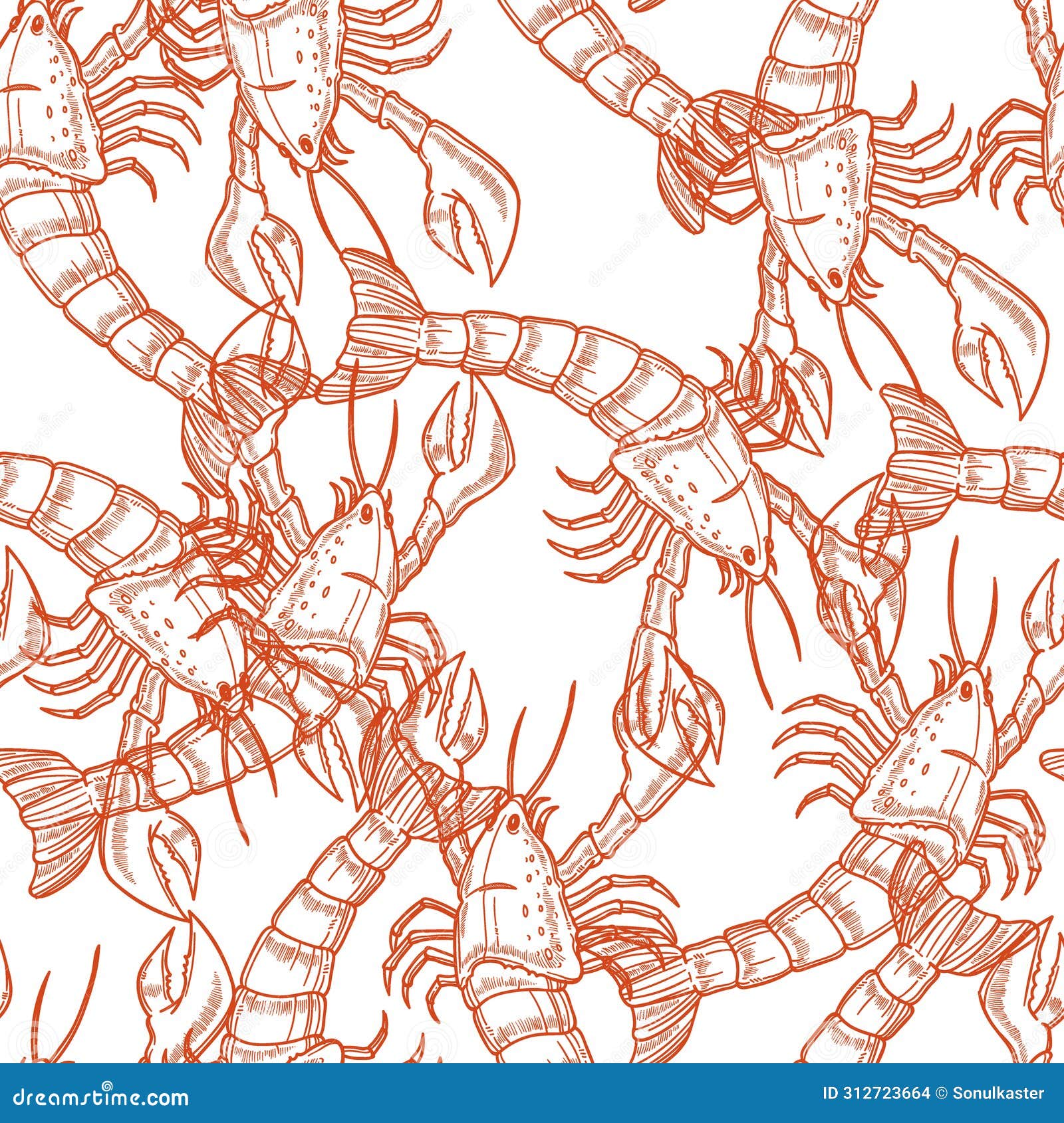 Seamless Design with Neon Lobsters Stock Illustration - Illustration of ...