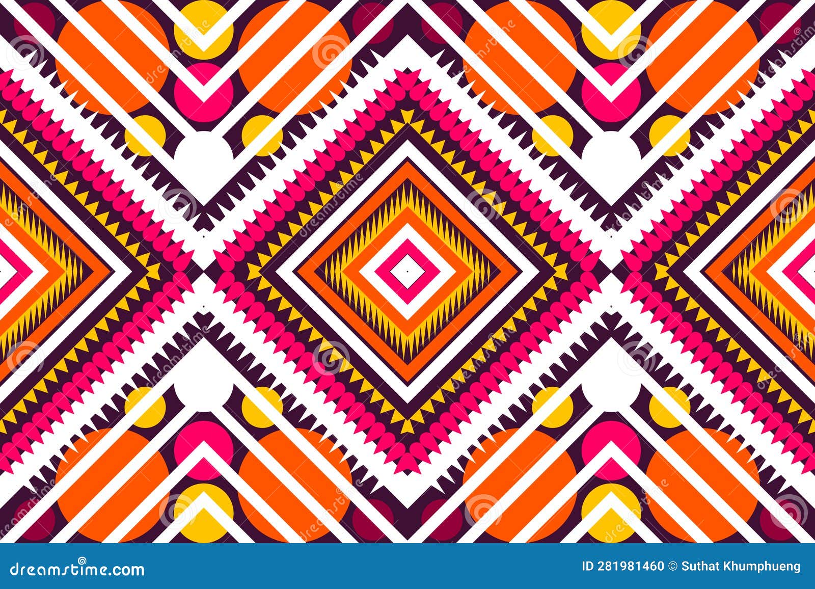 Seamless Design Pattern, Traditional Geometric Circle Zigzag Pattern ...