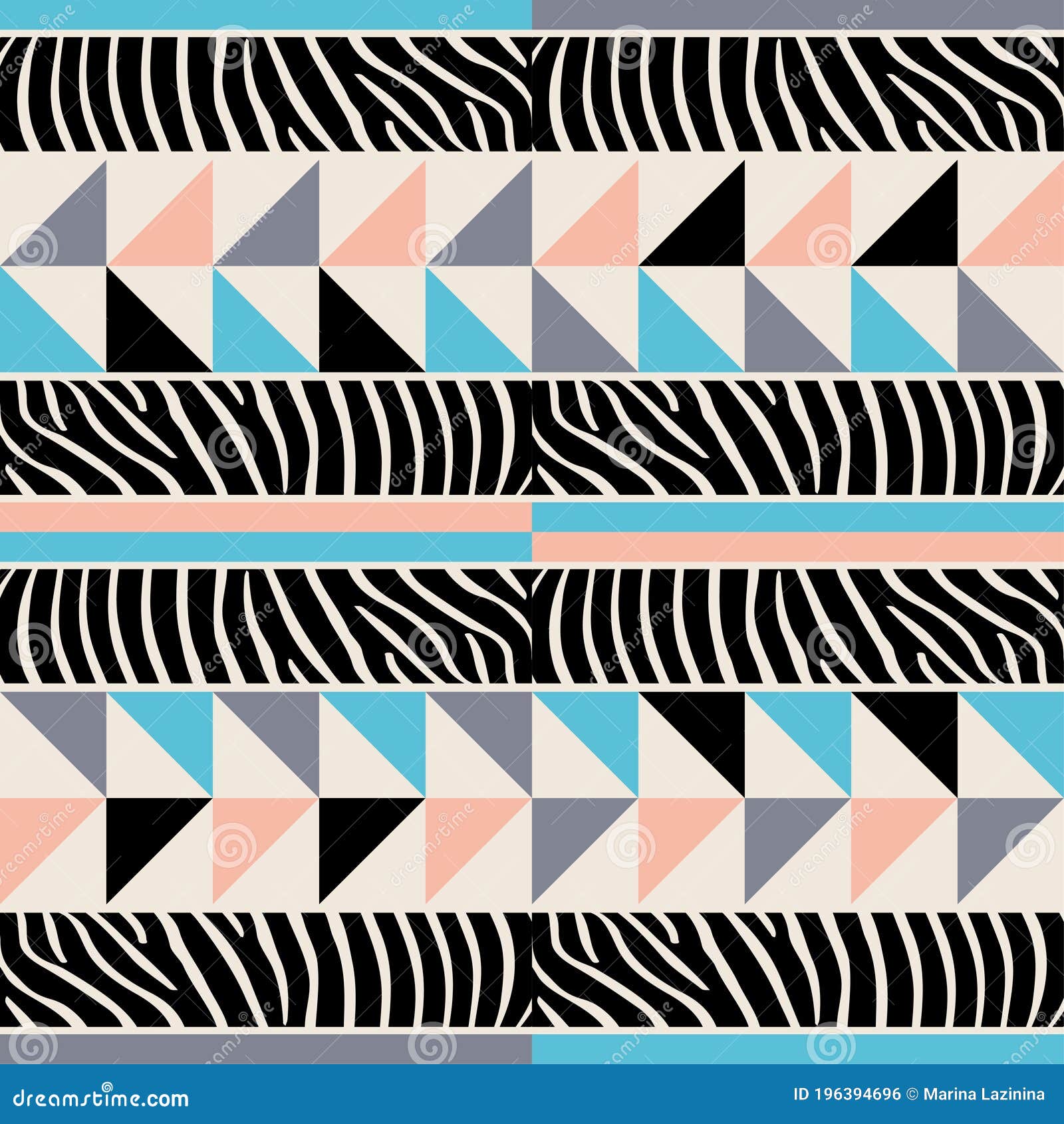 Seamless Design of Triangles and Zebra Stripes. Ethnic Boho Ornament ...