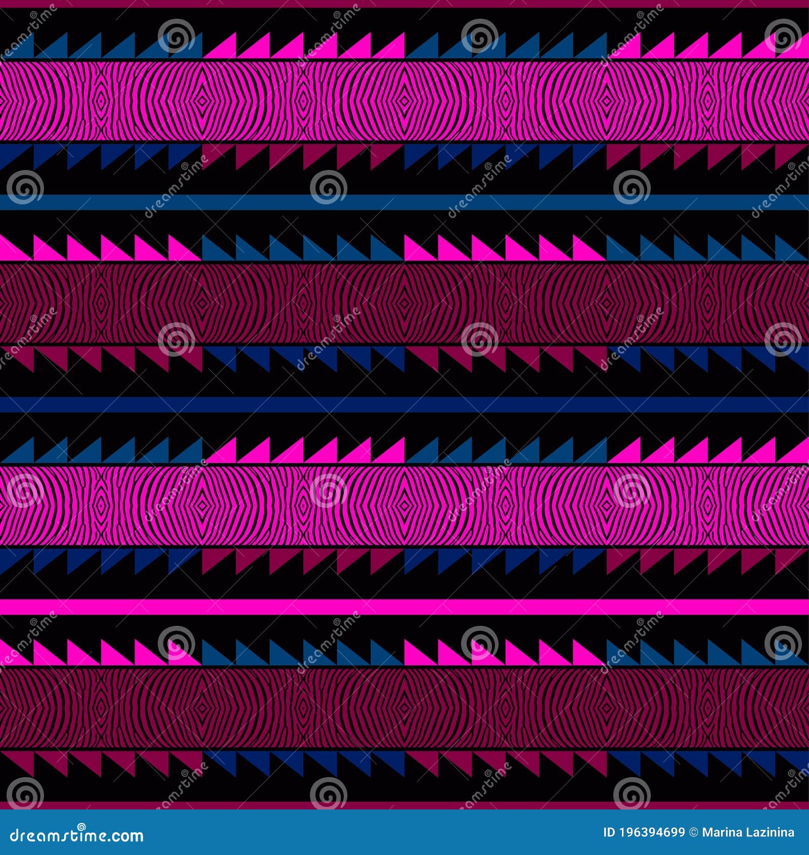 Seamless Design of Triangles and Zebra Stripes. Ethnic Boho Ornament ...