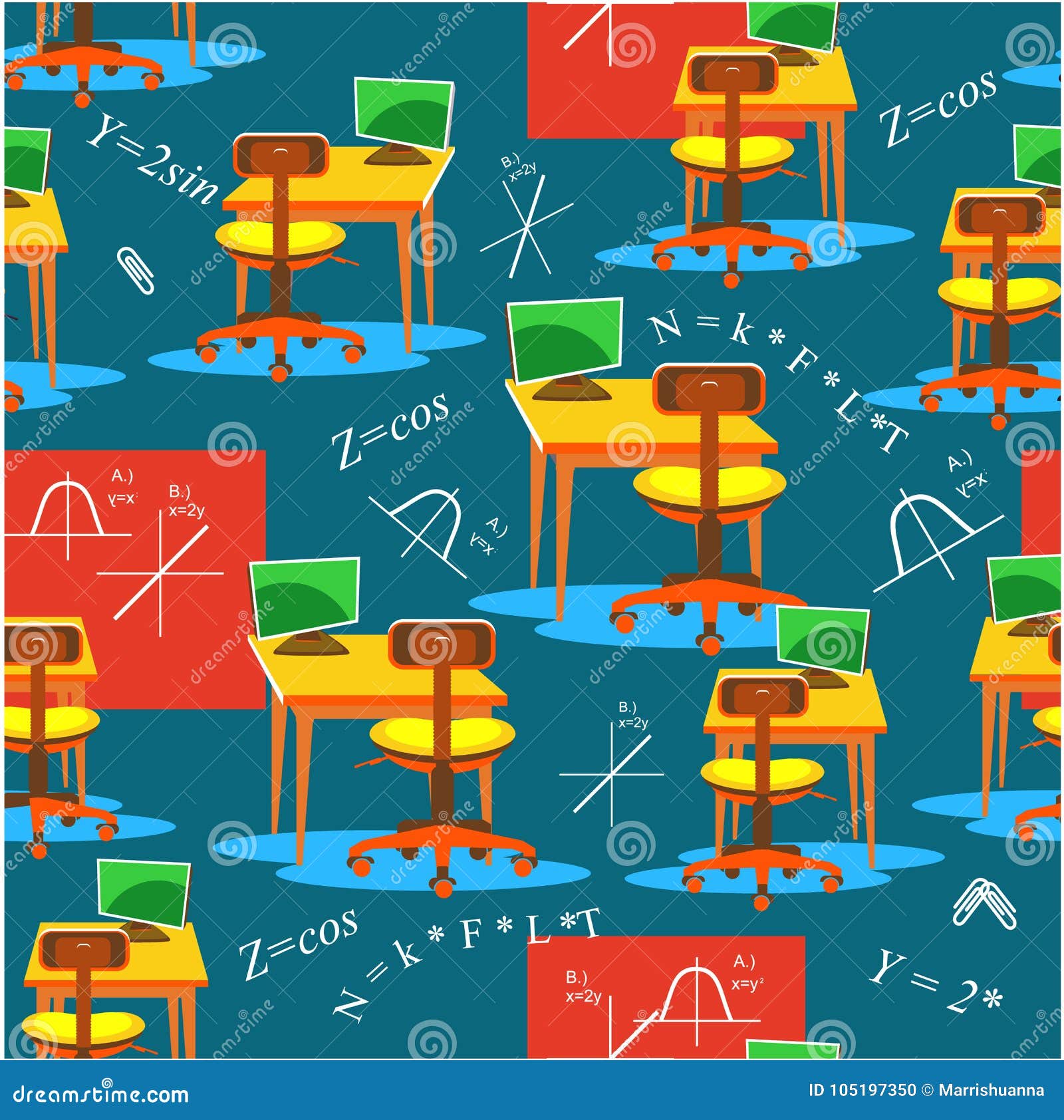 Seamless desktop pattern stock vector. Illustration of desk - 105197350