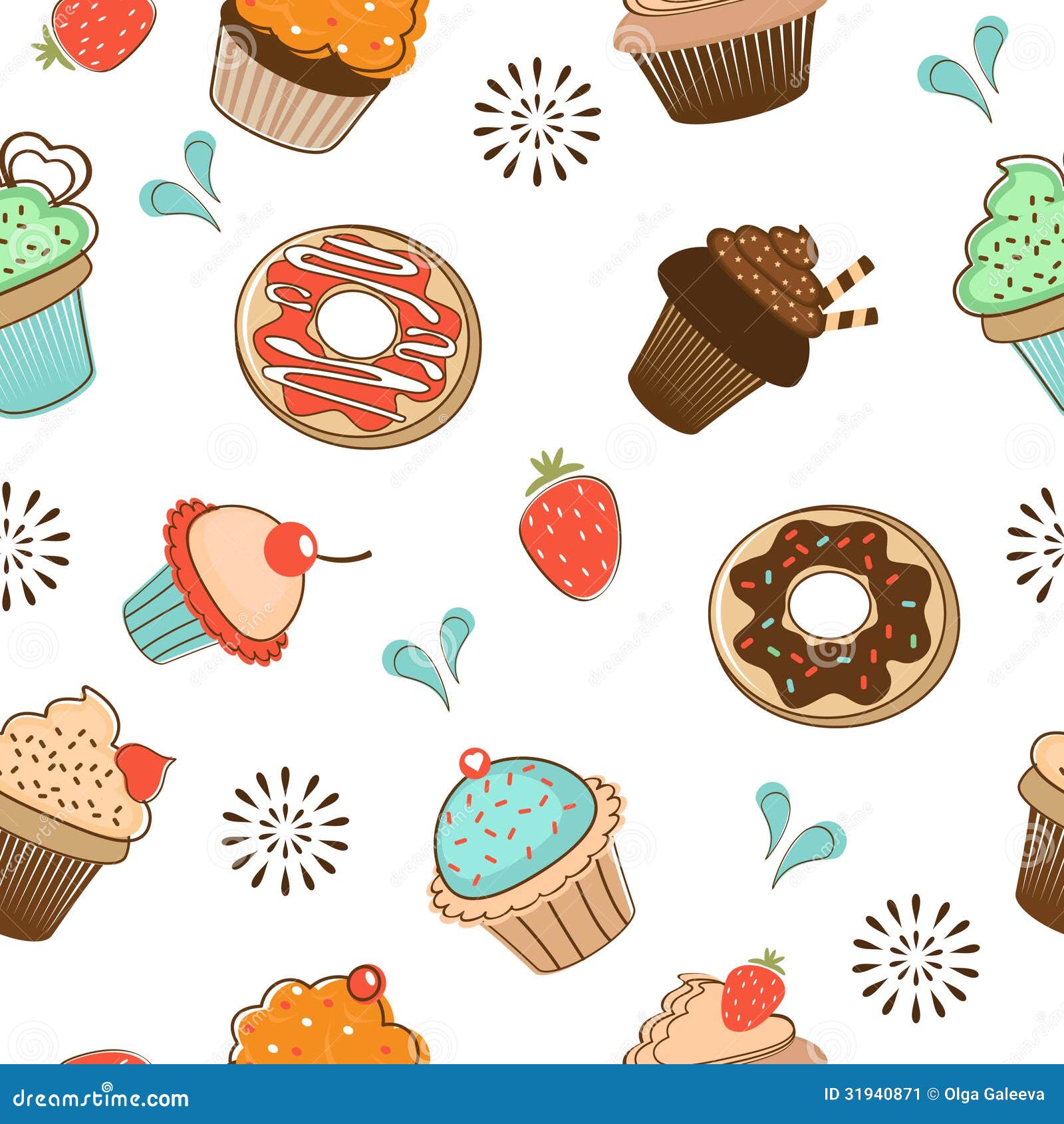 Seamless desserts pattern stock vector. Illustration of cooking - 31940871
