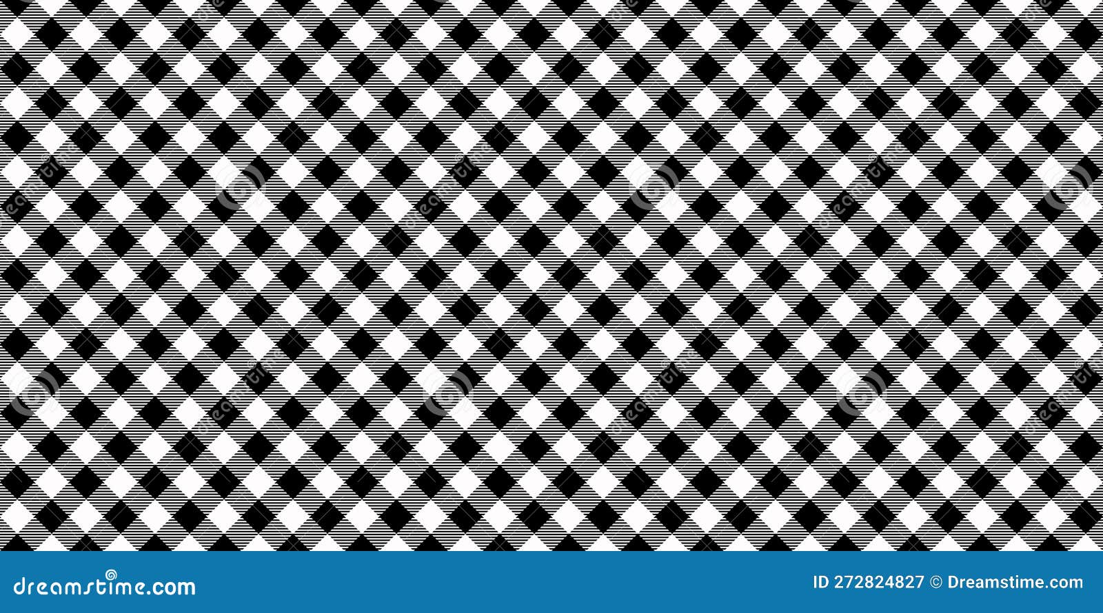 Seamless Diagonal Gingham Pattern. Black and White Vichy Cage ...