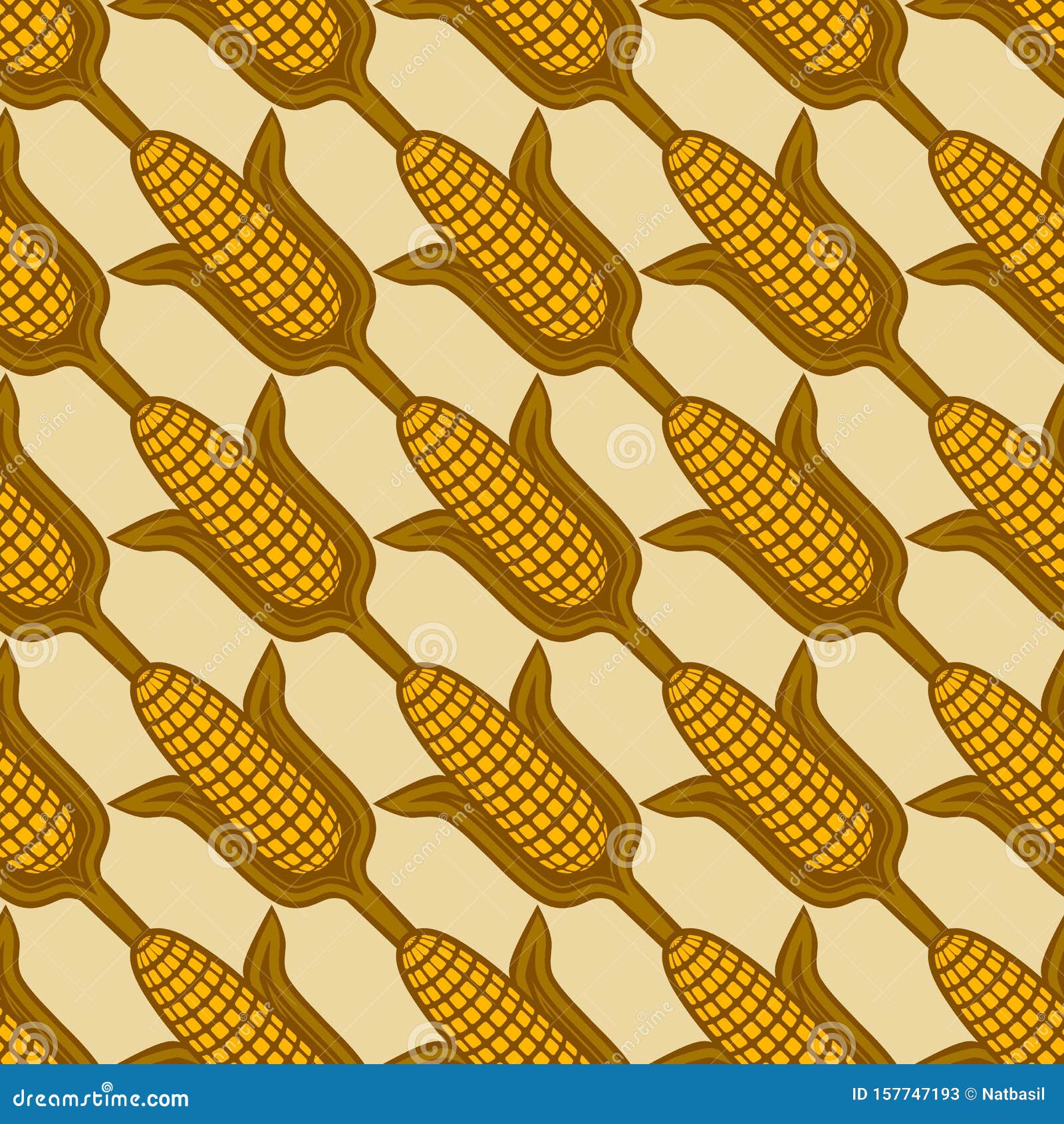 Seamless Diagonal Pattern with Ears of Corn Stock Illustration ...