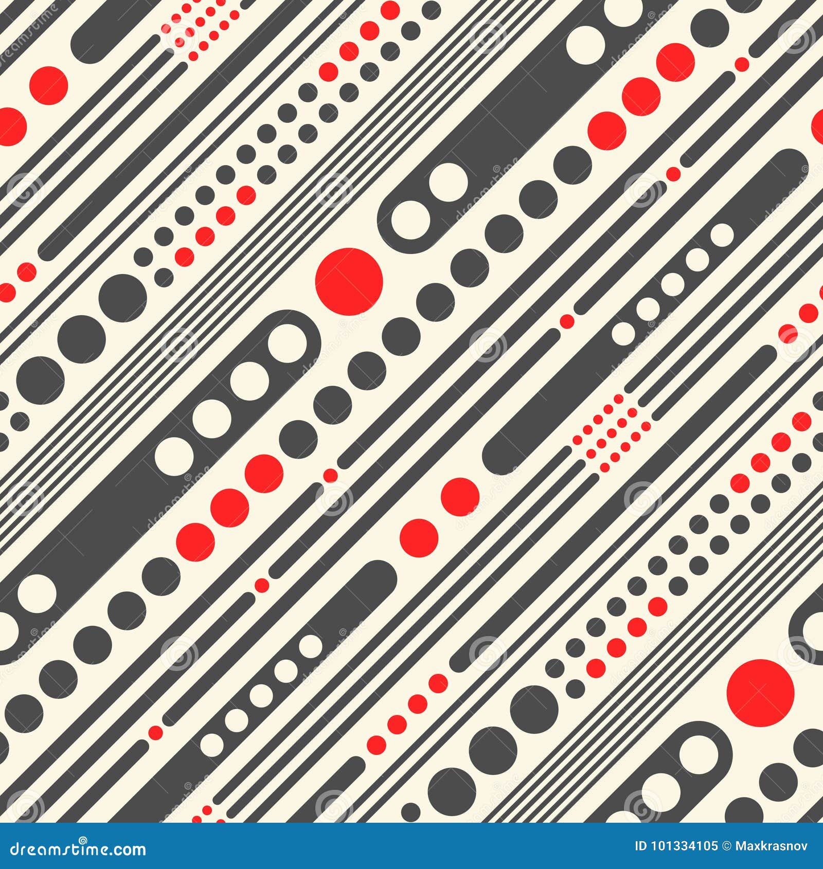 Seamless Diagonal Stripe and Circle Pattern. Vector Black and Re Stock ...
