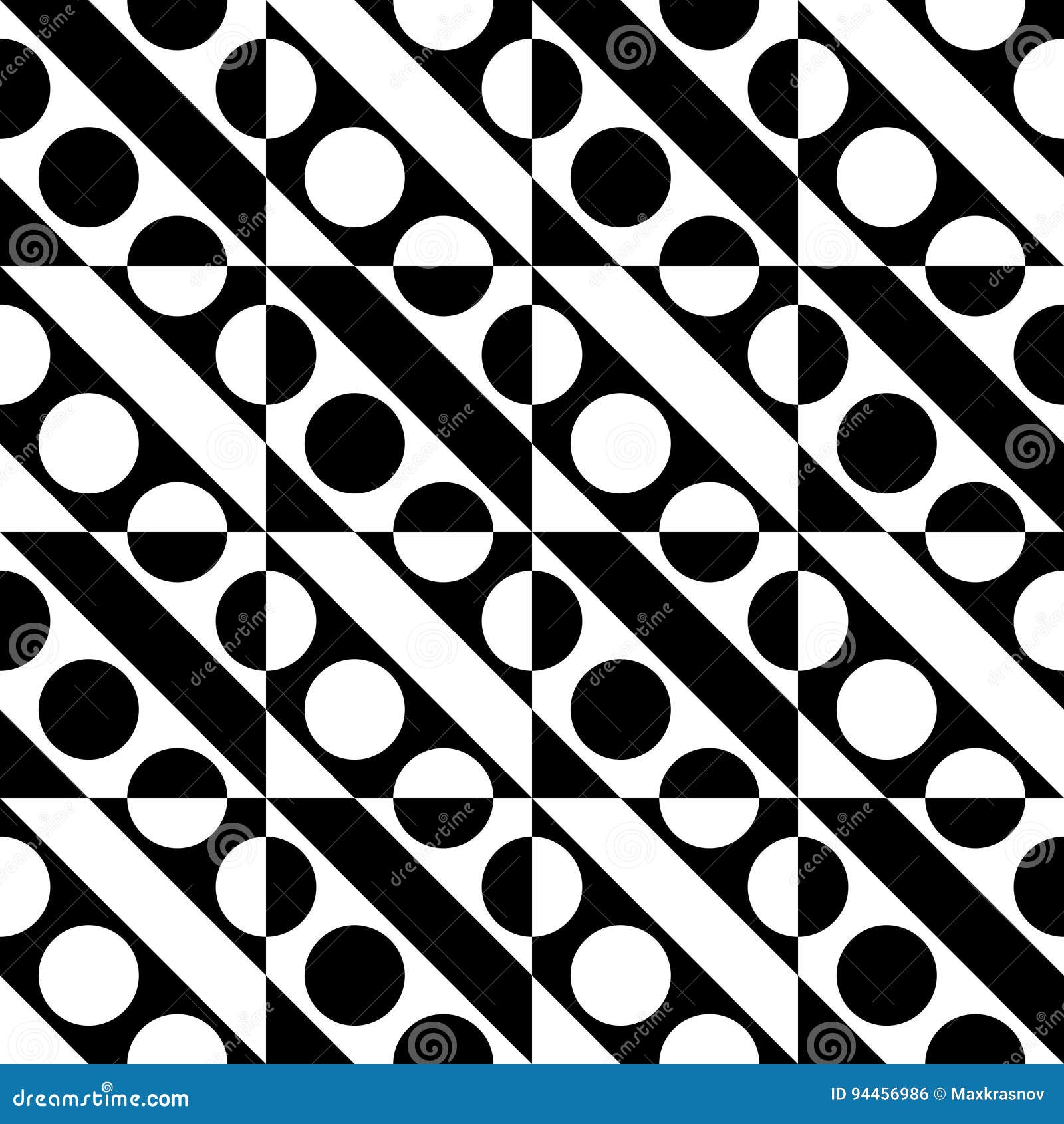 Seamless Diagonal Stripe and Circle Pattern Stock Vector - Illustration ...