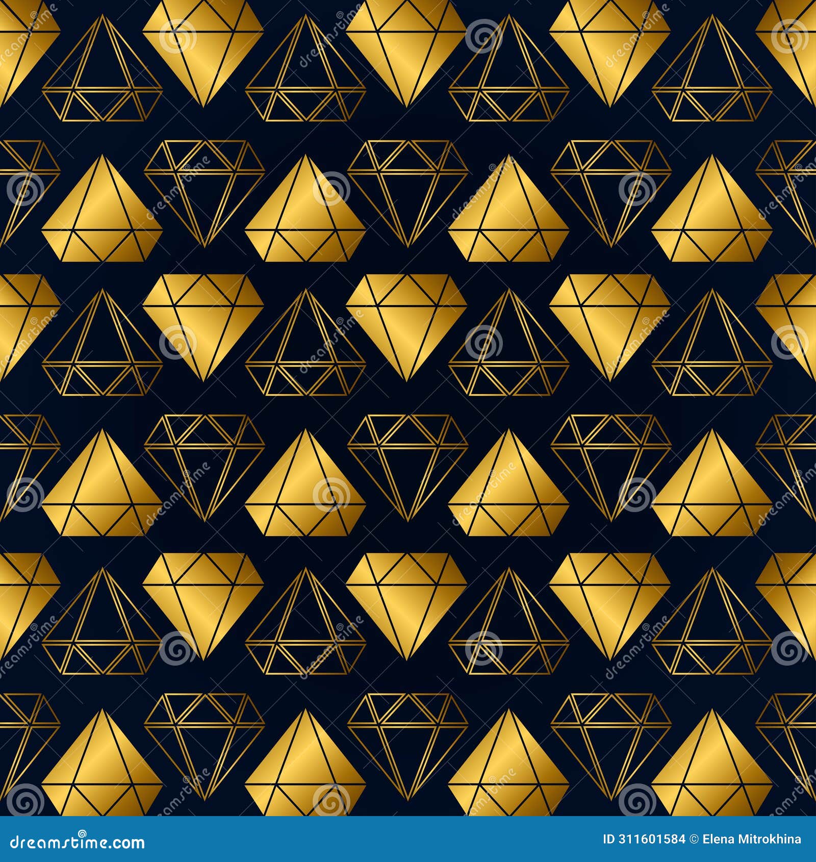 Seamless Diamond Background. Gold Diamonds in a Checkerboard Pattern on ...