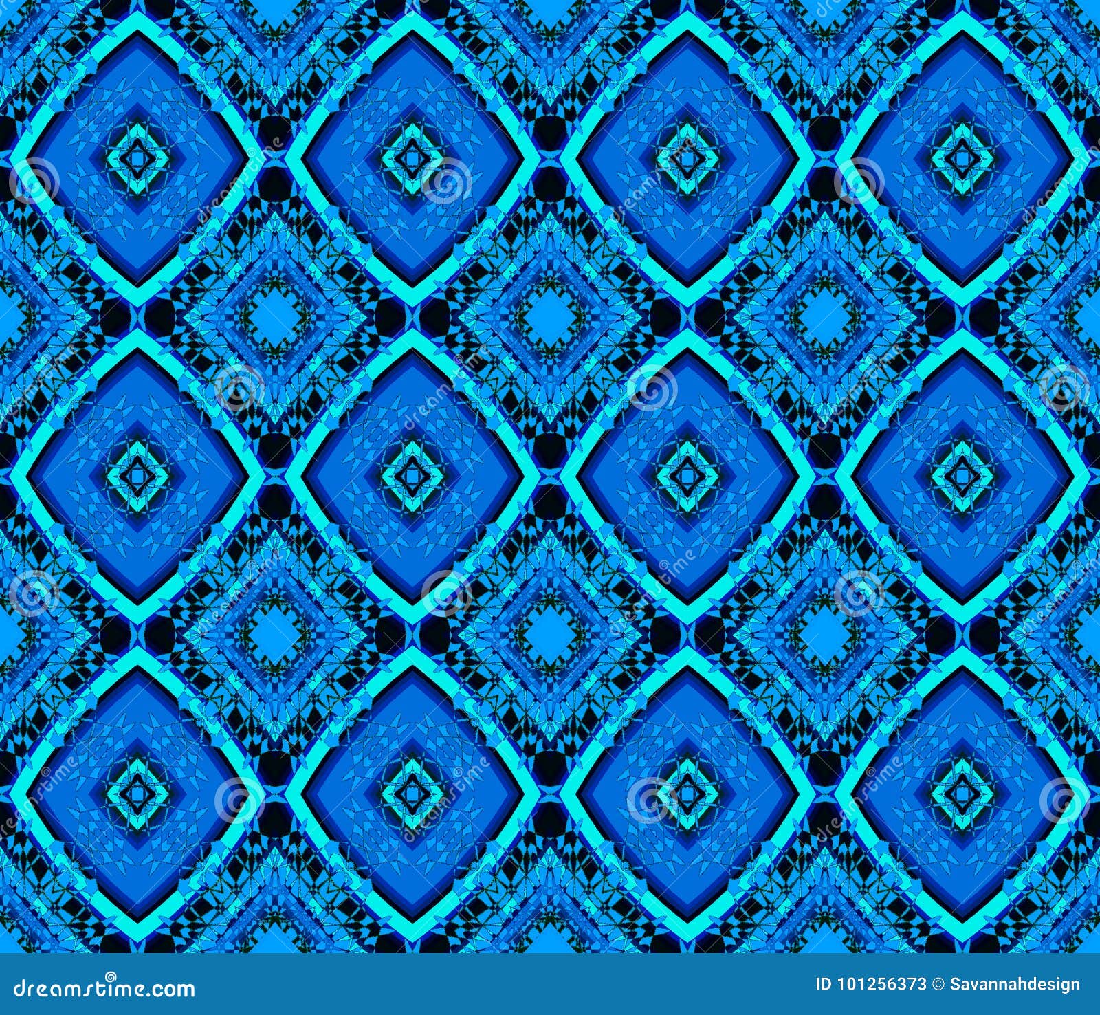 Seamless Diamond Pattern Blue Turquoise Black Stock Illustration ...