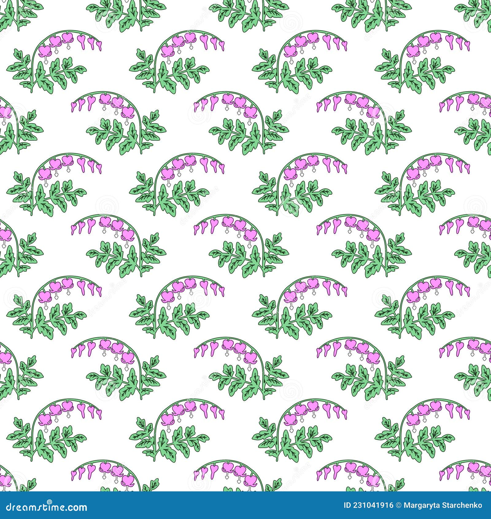 Seamless dicentra pattern stock vector. Illustration of foliage - 231041916