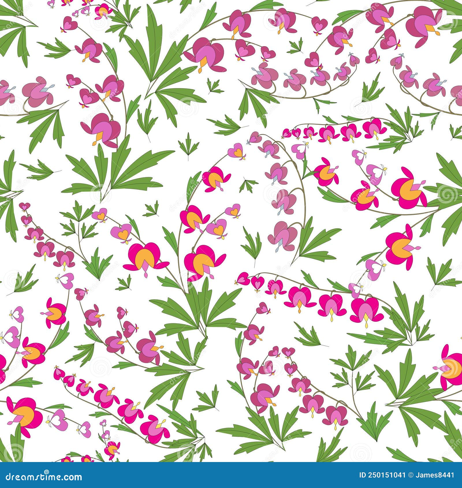 Seamless dicentra pattern stock vector. Illustration of texture - 250151041