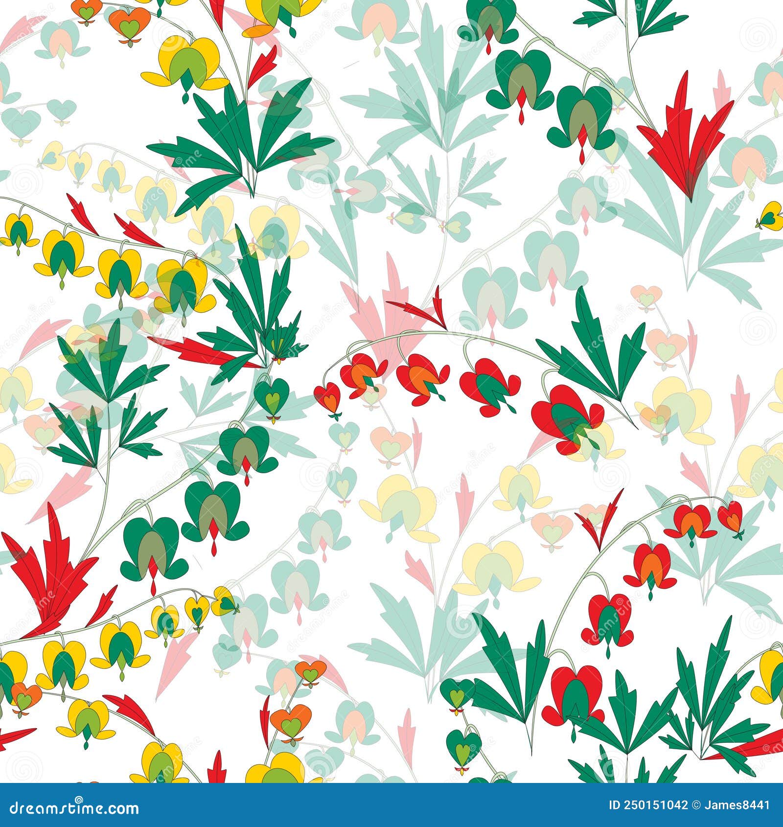 Seamless Dicentra Pattern Stock Photography | CartoonDealer.com #250164038