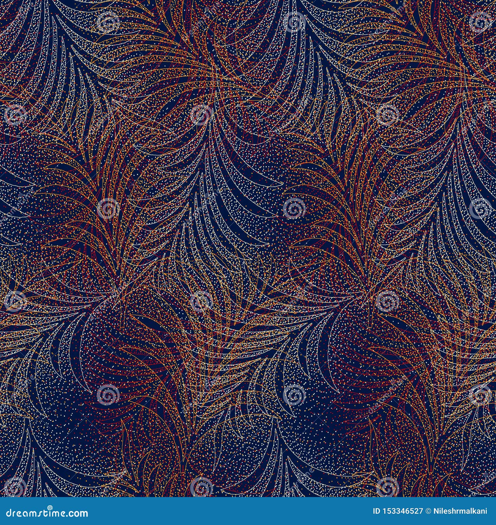 Seamless Digital Dark Leaves Pattern Stock Illustration - Illustration ...