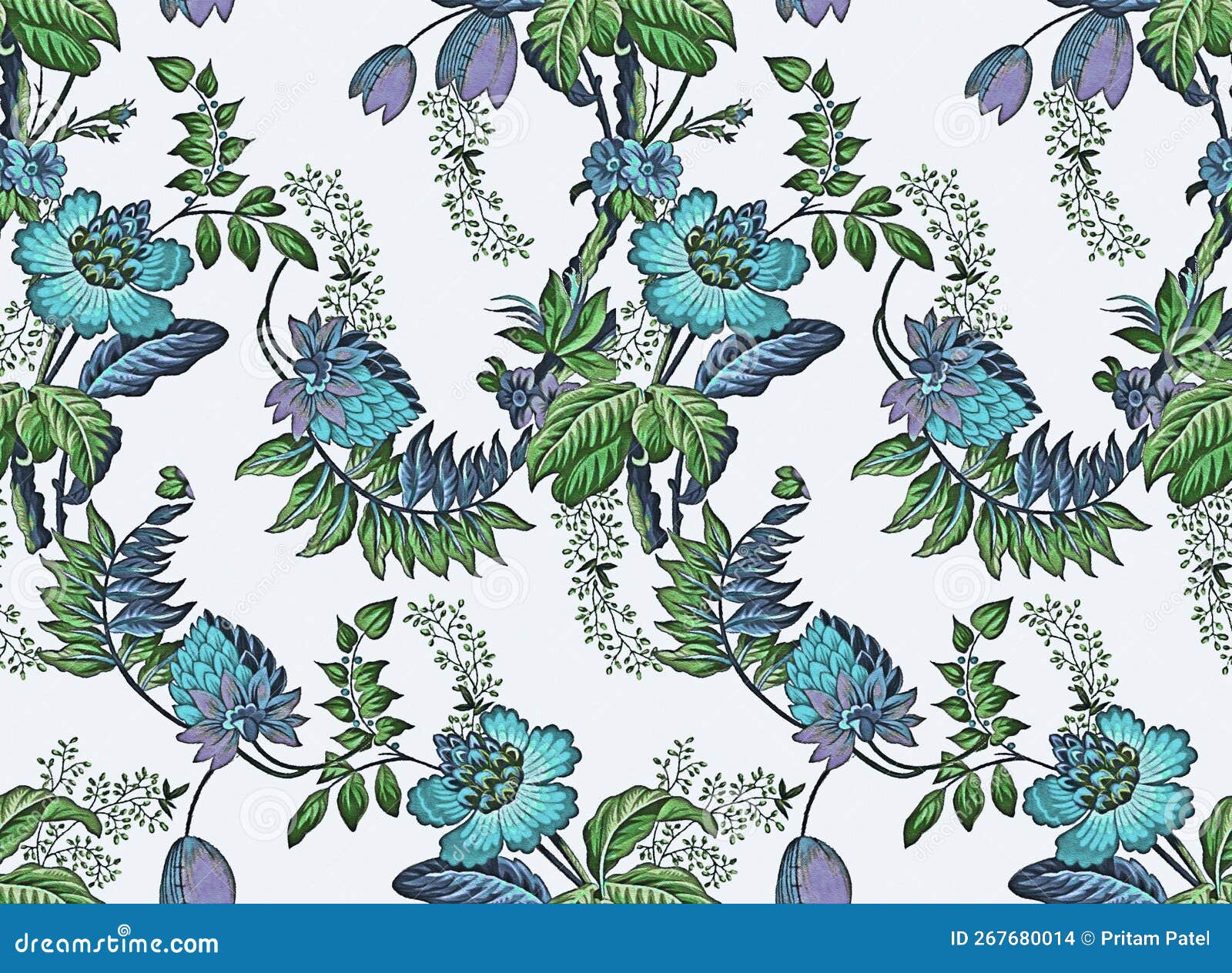 Seamless Digital Flower Design Stock Illustration - Illustration of ...