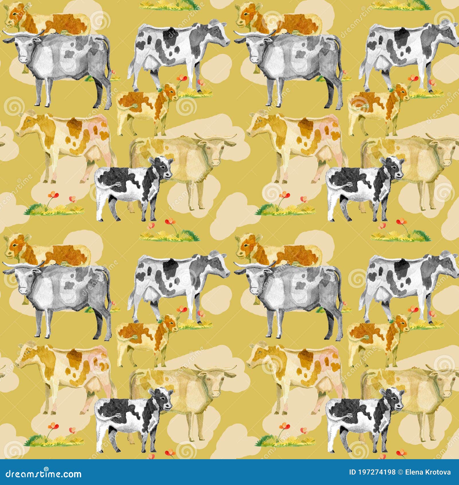 Seamless Digital Paper Pattern with Black and White and Red Cows Stock ...
