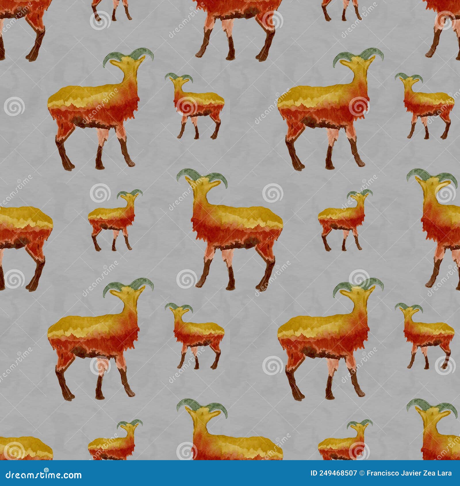 Seamless Digital Pattern of Silhouettes of Mouflon Rams Stock ...