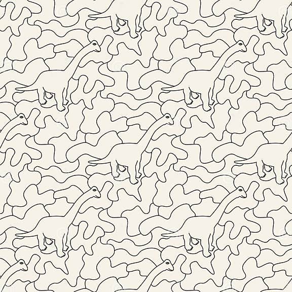 Seamless Dinosaur Pattern Tile Background Stock Vector - Illustration ...