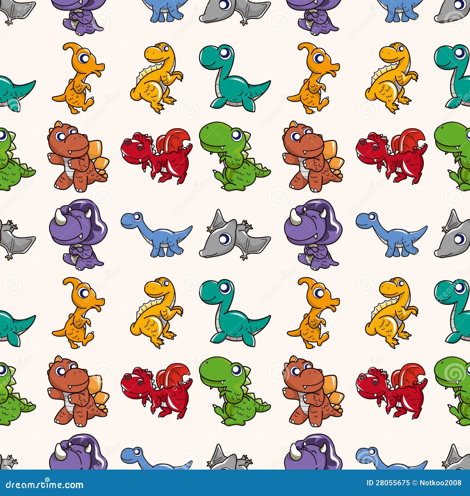 Seamless Dinosaurs pattern stock vector. Illustration of dragon - 28055675