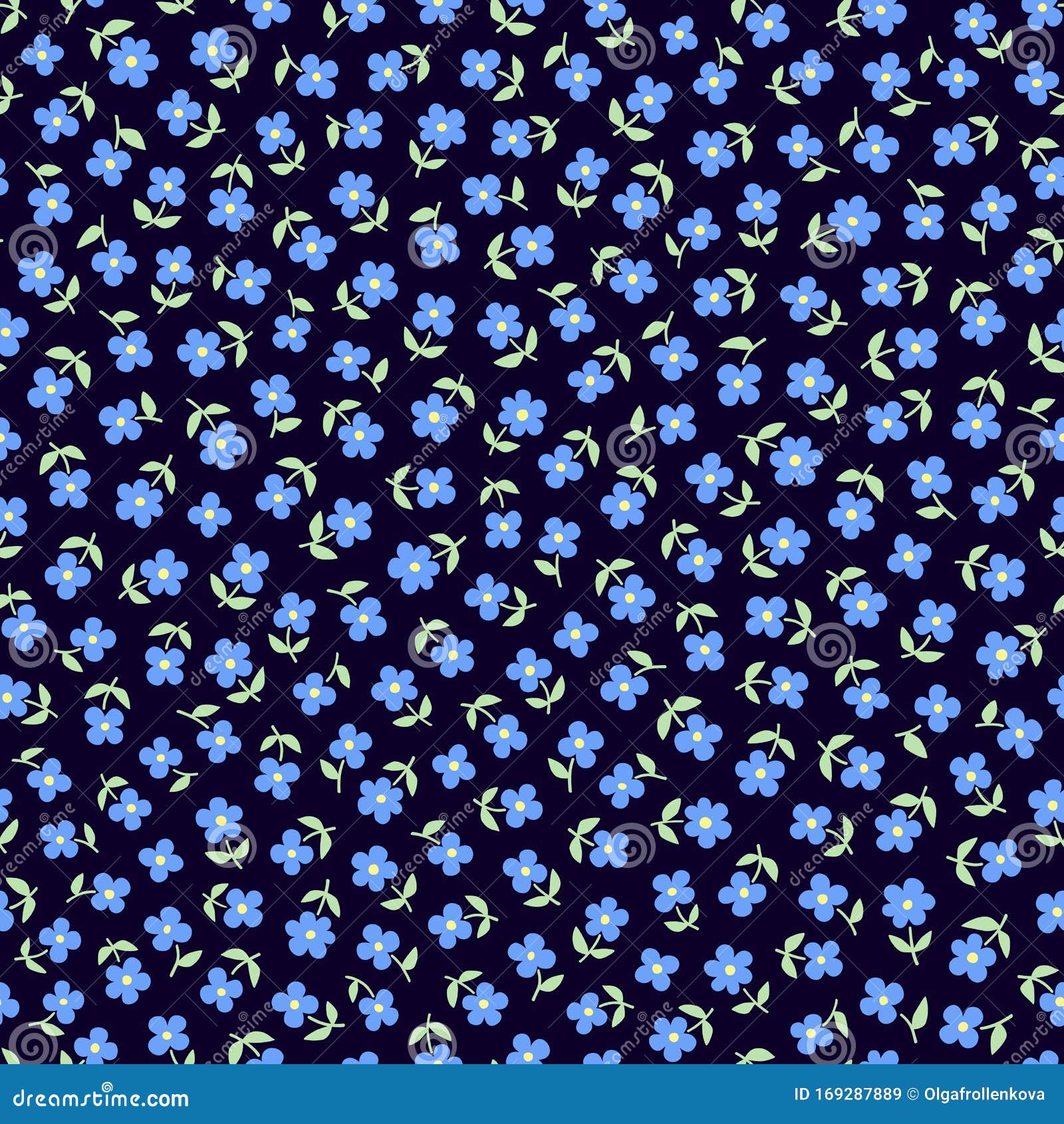 Seamless Ditsy Floral Pattern in Vector with Small Blue Flowers. Stock ...
