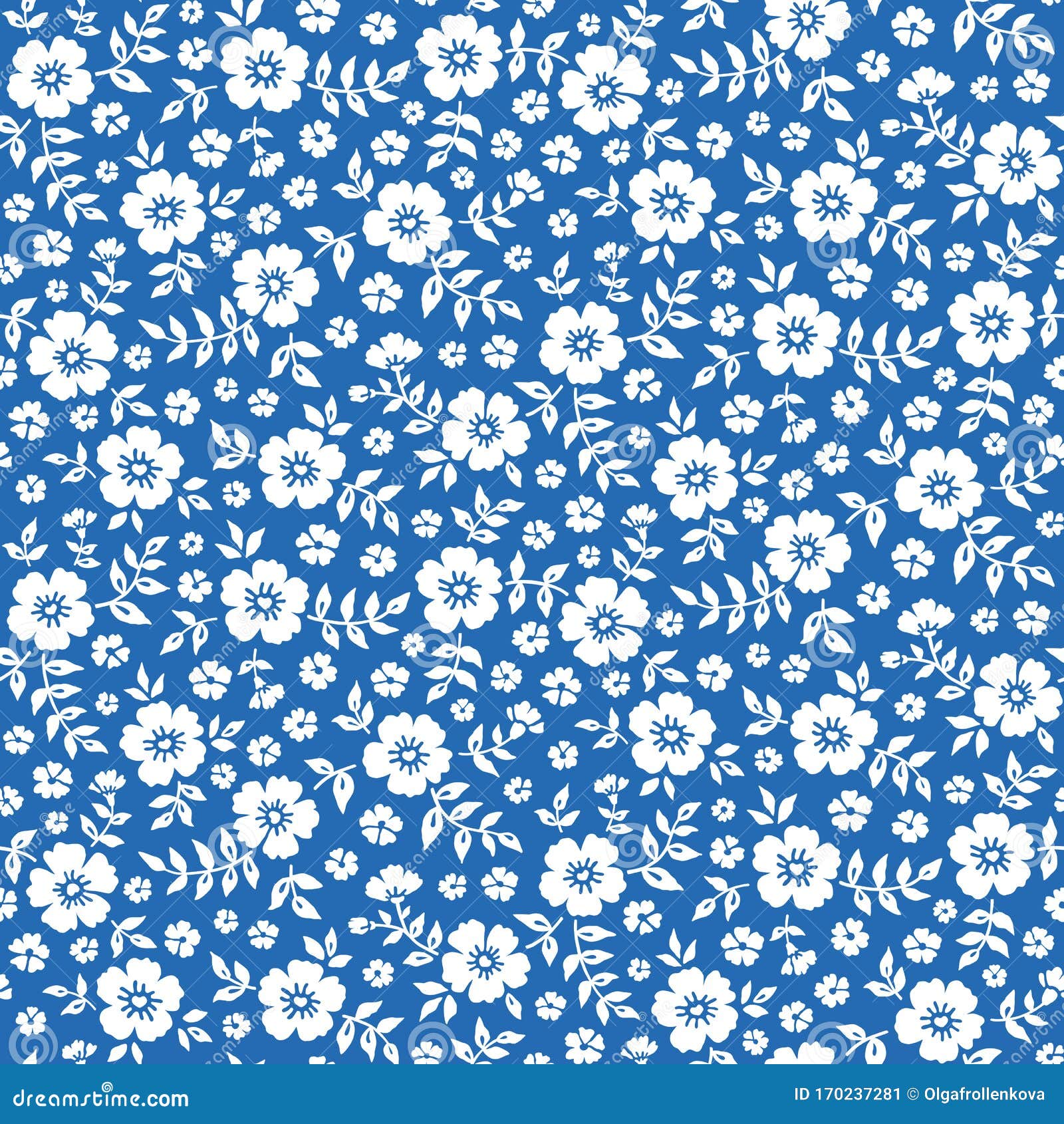 Seamless Ditsy Floral Pattern With Cute Pink Flowers And Green Leaves ...