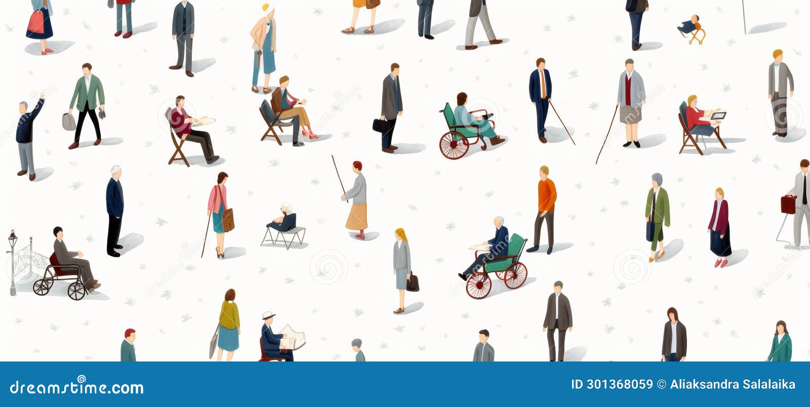 Seamless Diverse People Tile Pattern. Minimal Faceless Characters Art ...