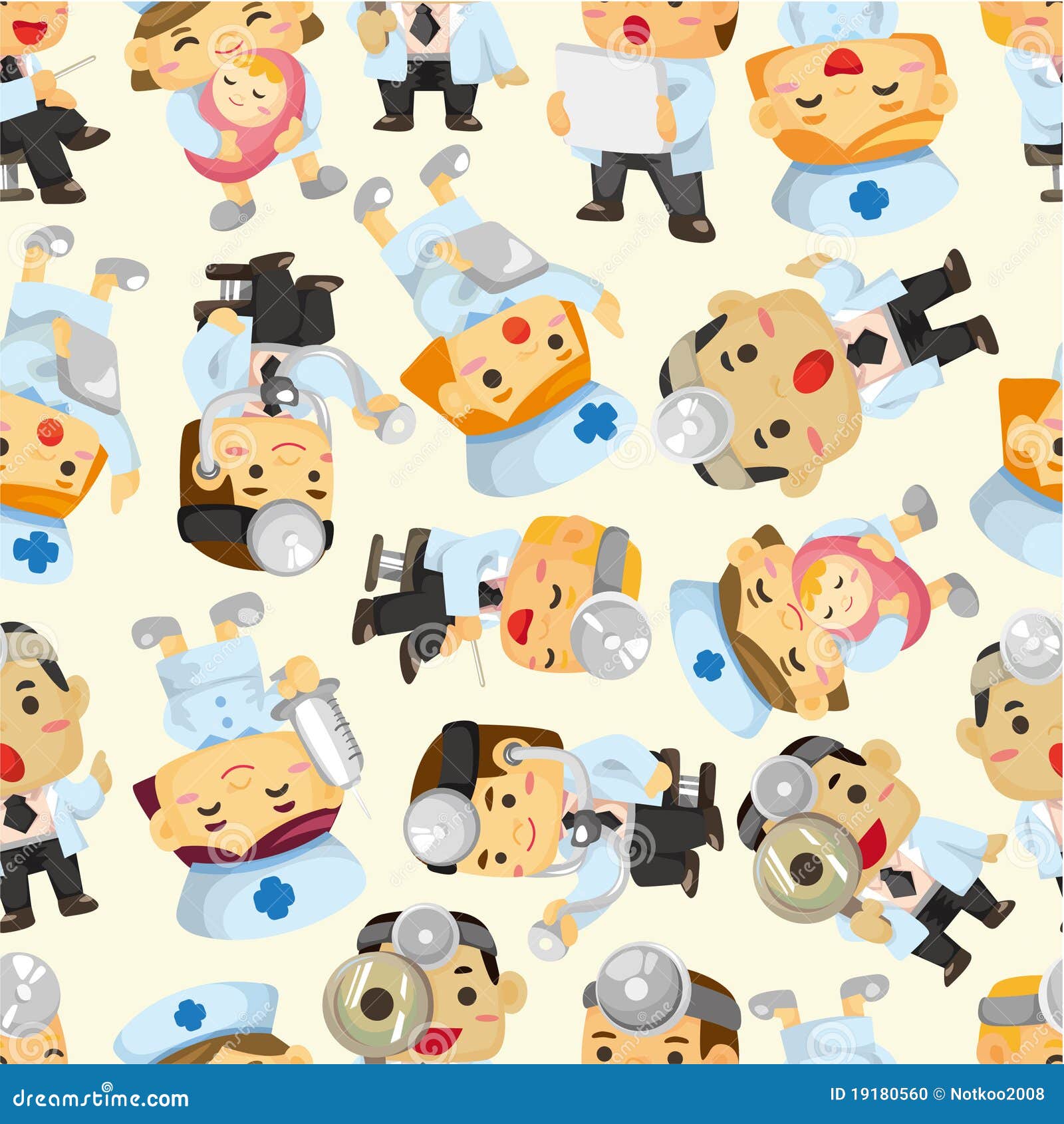 Seamless Doctor and Nurse Pattern Stock Vector - Illustration of ...