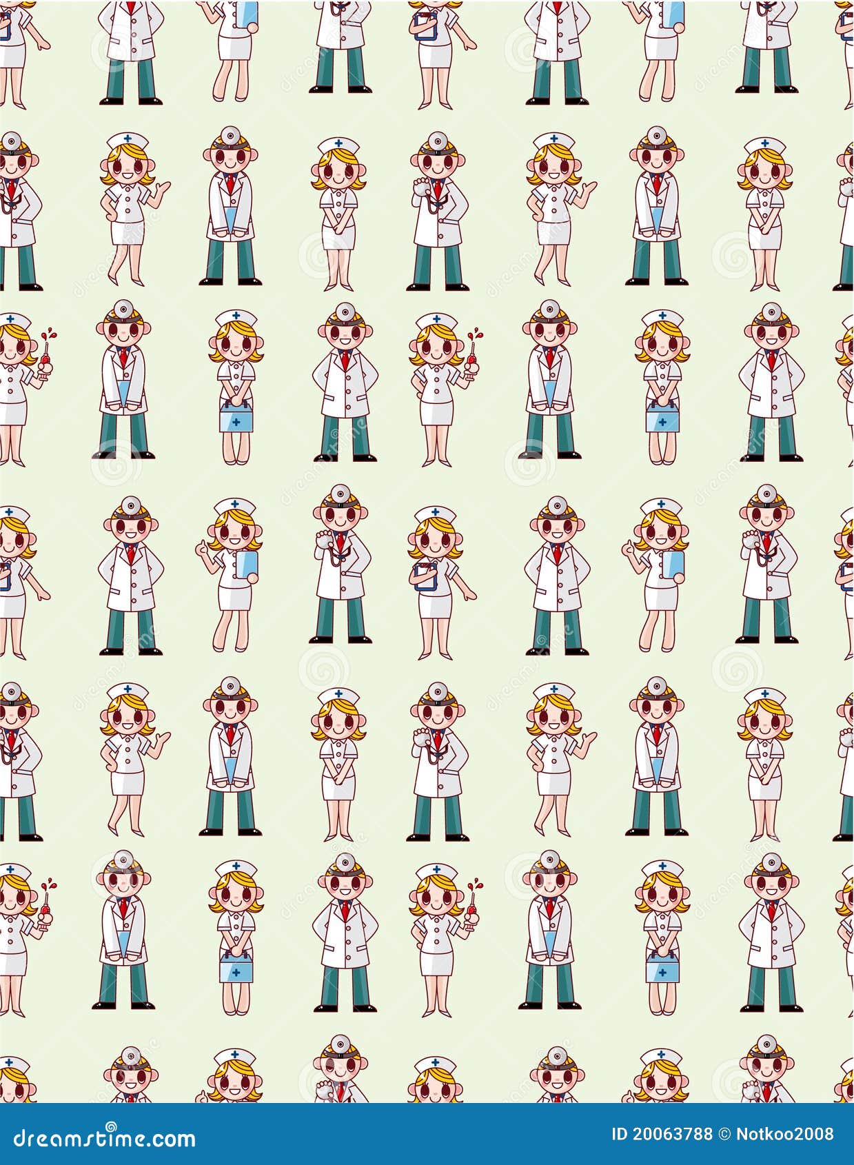 Seamless Doctor and Nurse Pattern Stock Vector - Illustration of ...