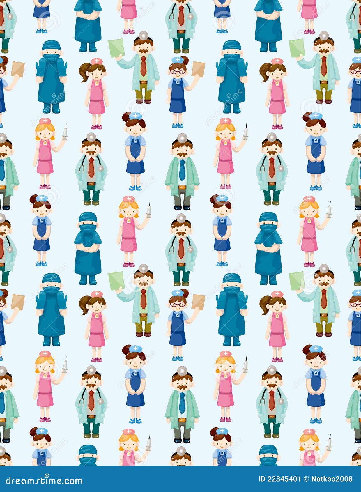 Seamless Doctor and Nurse Pattern Stock Vector - Illustration of ...