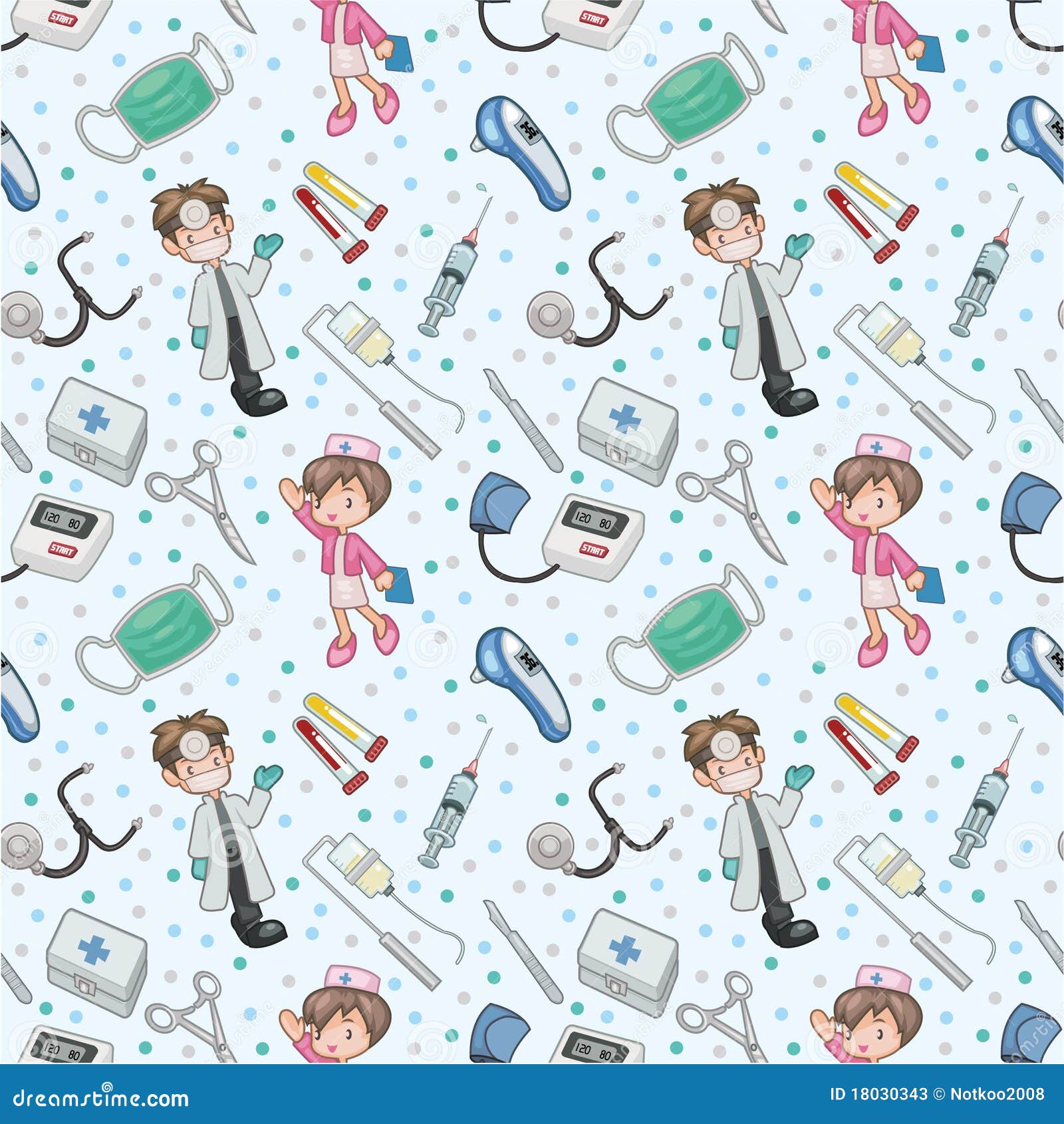 Seamless Doctor Pattern Cartoon Vector | CartoonDealer.com #19067089