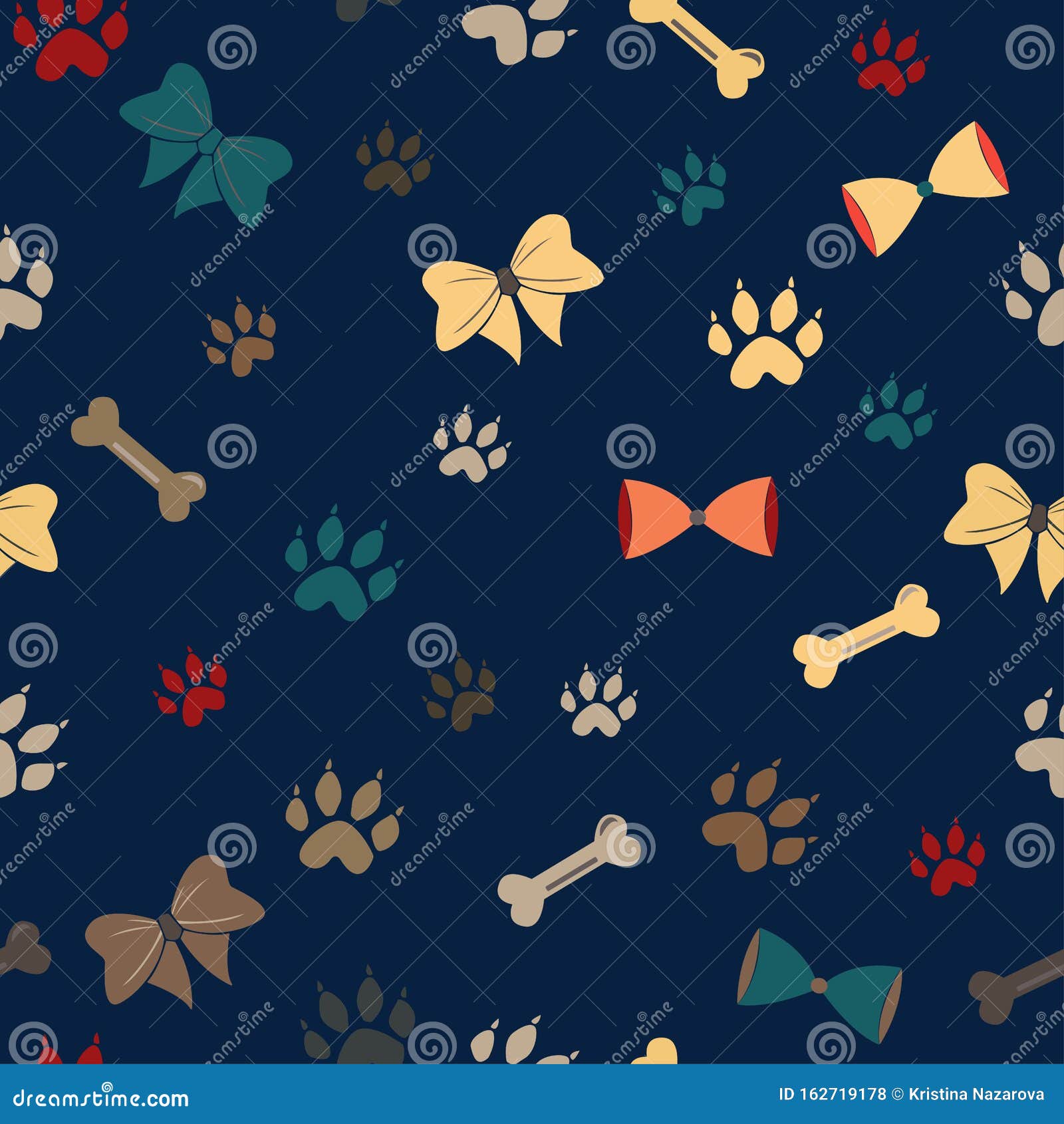 Seamless Dog Paw Pattern stock illustration. Illustration of textile ...