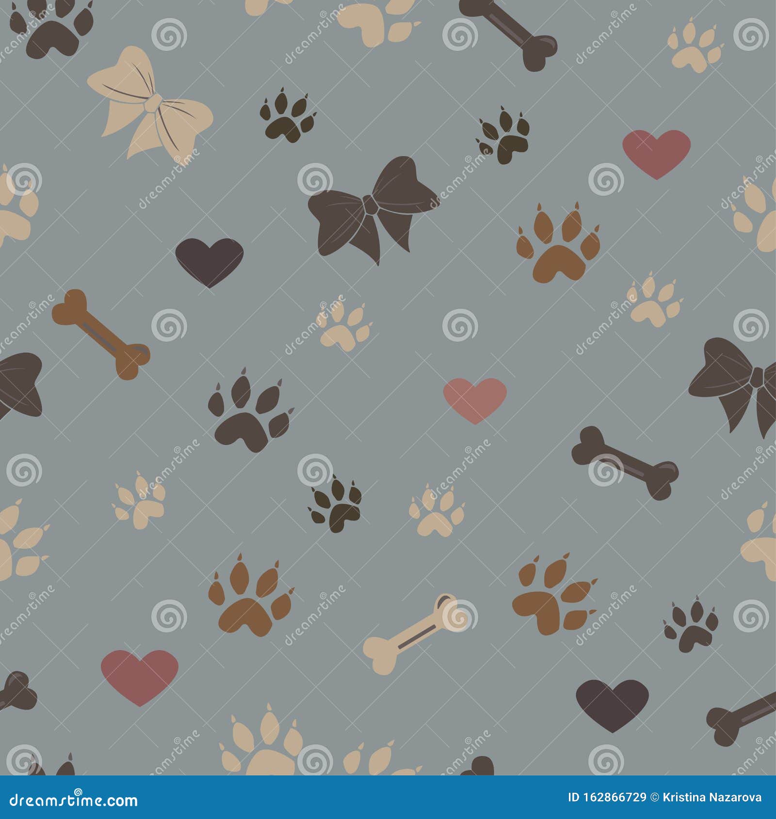 Seamless Dog Paw Pattern stock illustration. Illustration of bone ...