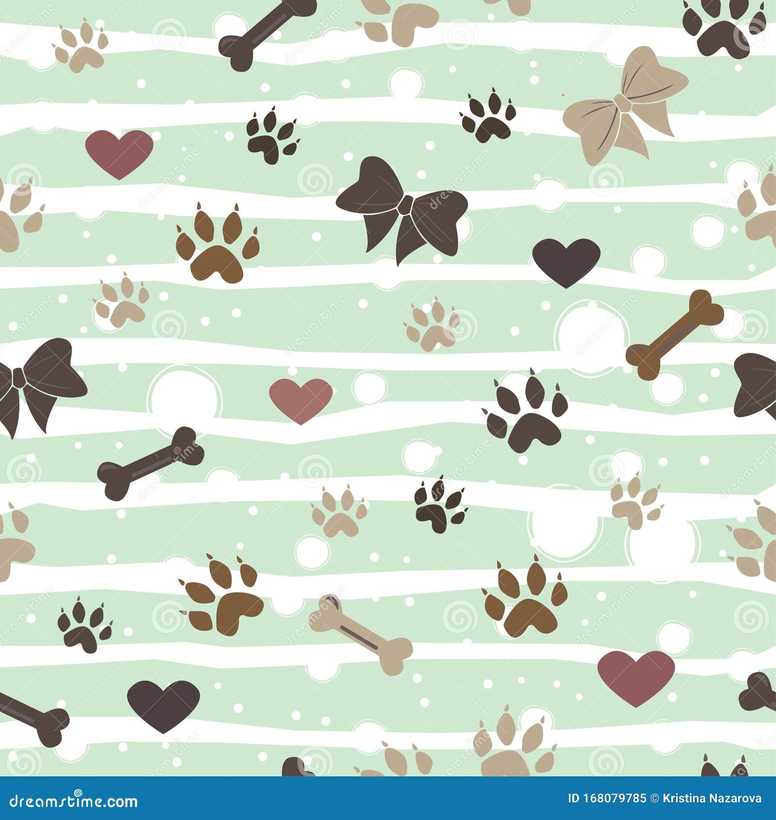 Seamless Dog Paw Pattern stock illustration. Illustration of trace ...