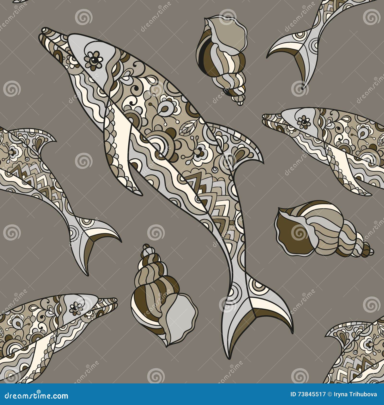Seamless dolphin pattern stock vector. Illustration of isolated - 73845517