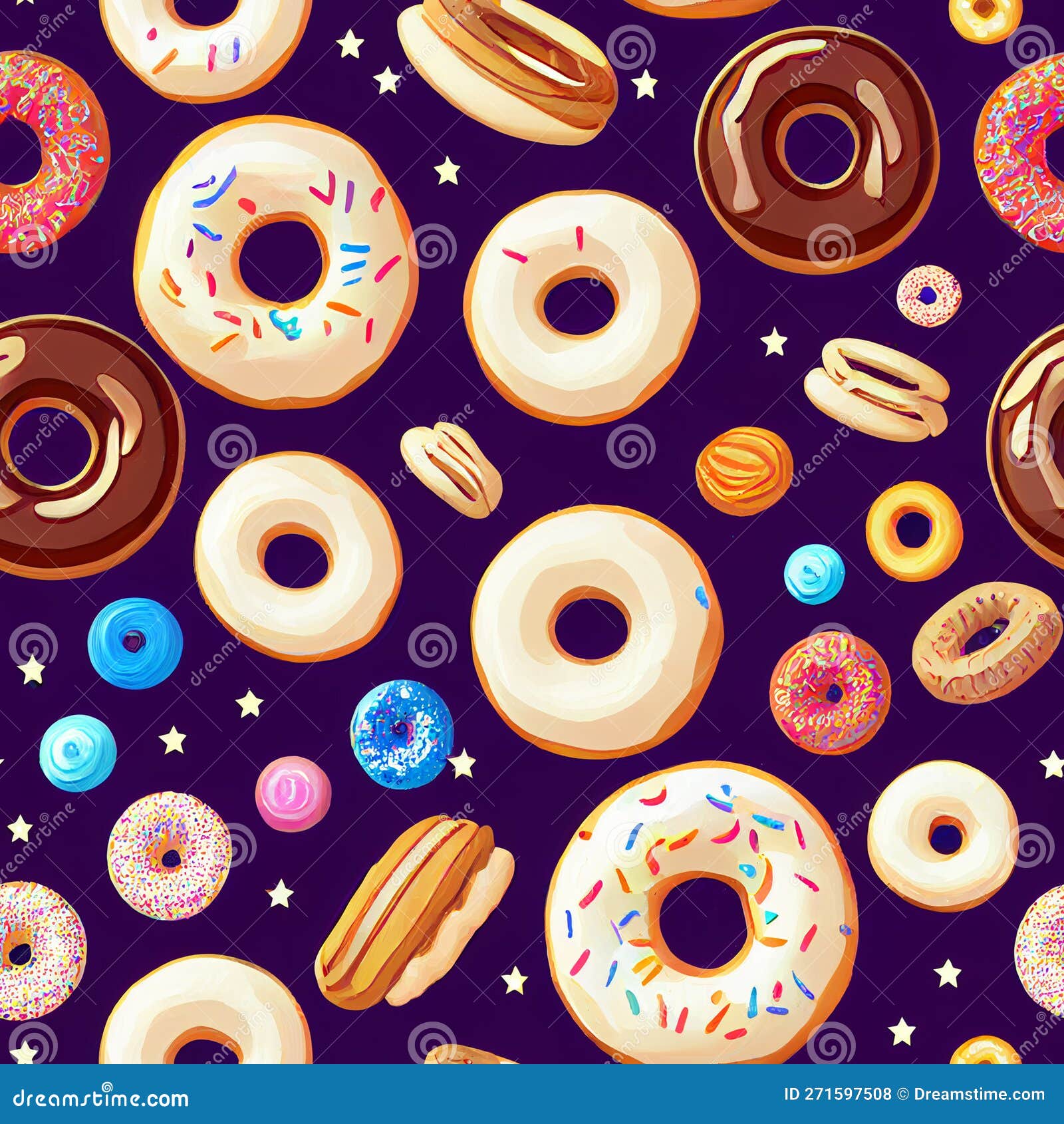 Seamless Donut Pattern, Background, Cartoon Wallpaper, 3d Illustration ...