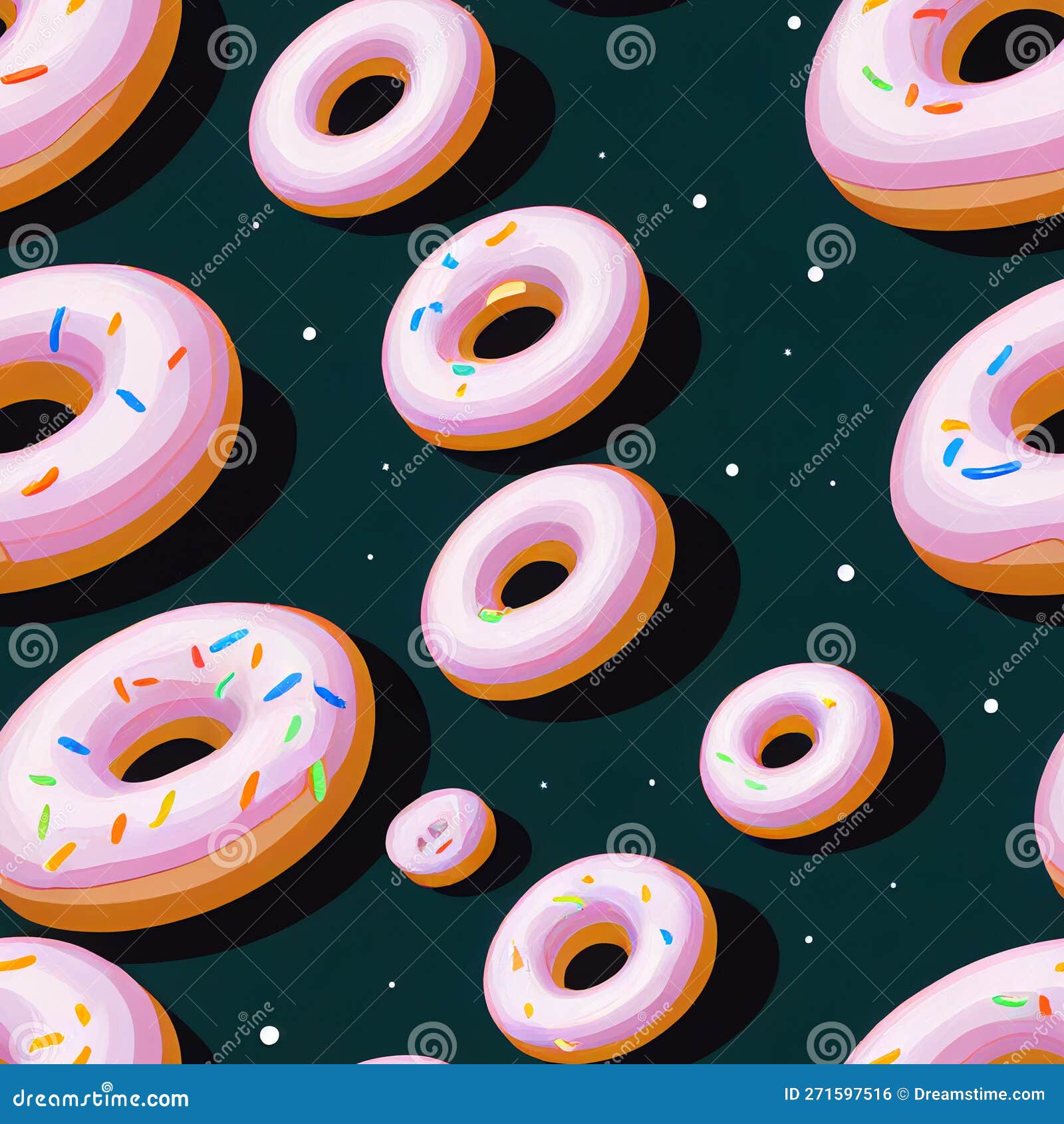Seamless Donut Pattern, Background, Wallpaper, 3d Illustration Stock ...