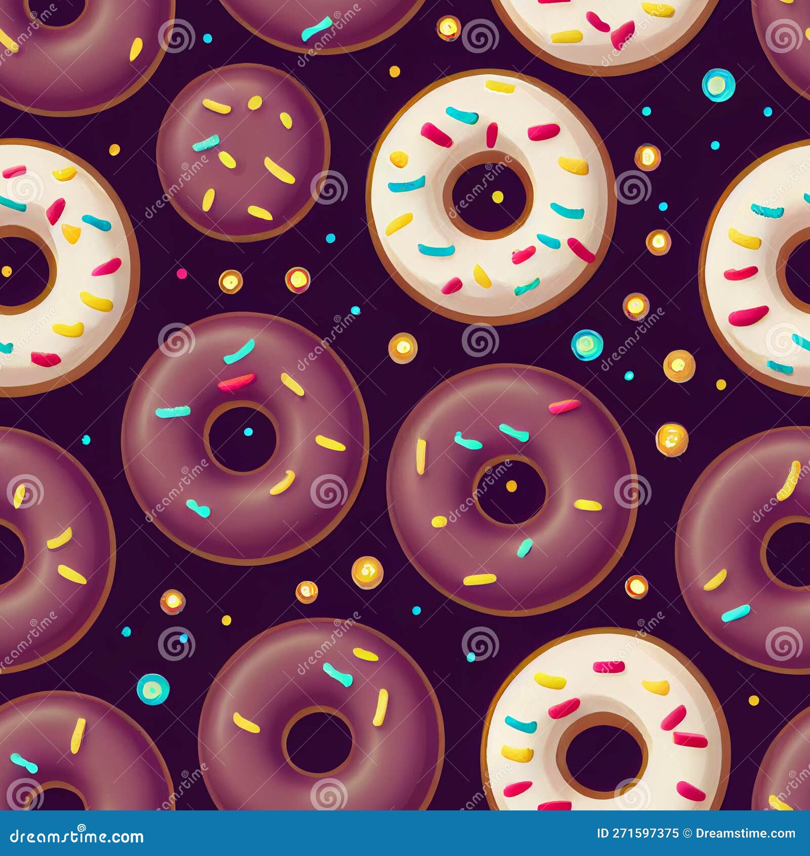 Seamless Donut Pattern, Background, Cartoon Wallpaper, 3d Illustration ...