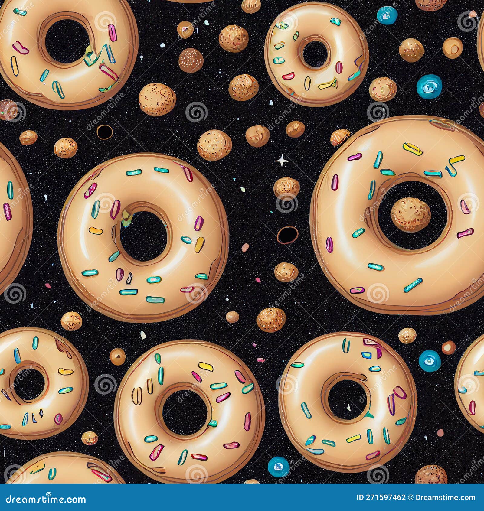 Seamless Donut Pattern, Background, Cartoon Wallpaper, 3d Illustration ...