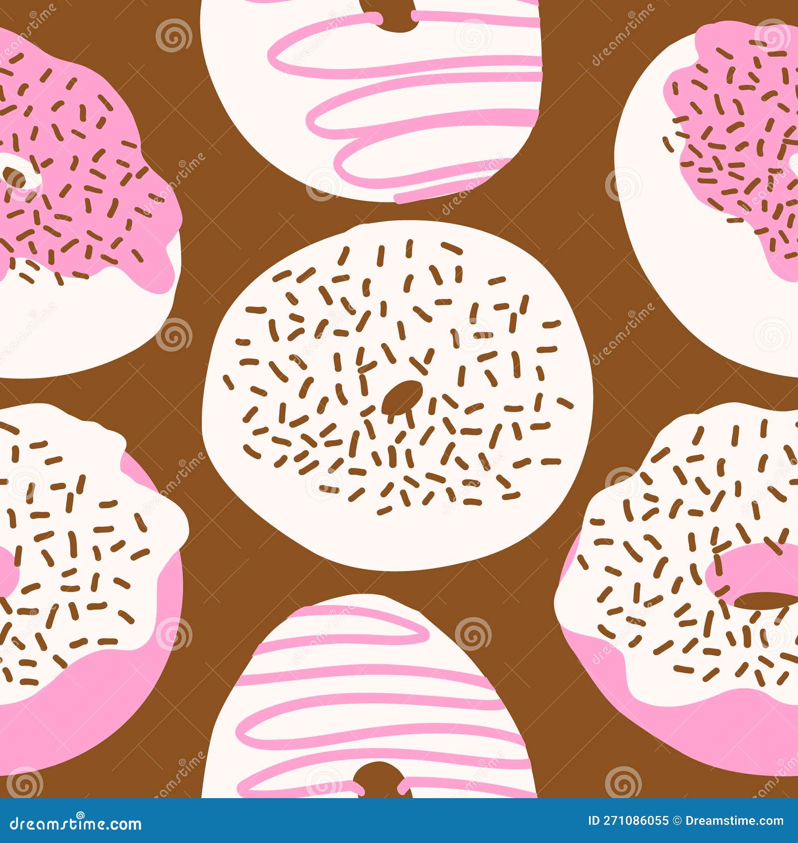 Seamless Donuts Pattern in Cartoon Flat Style Stock Vector ...