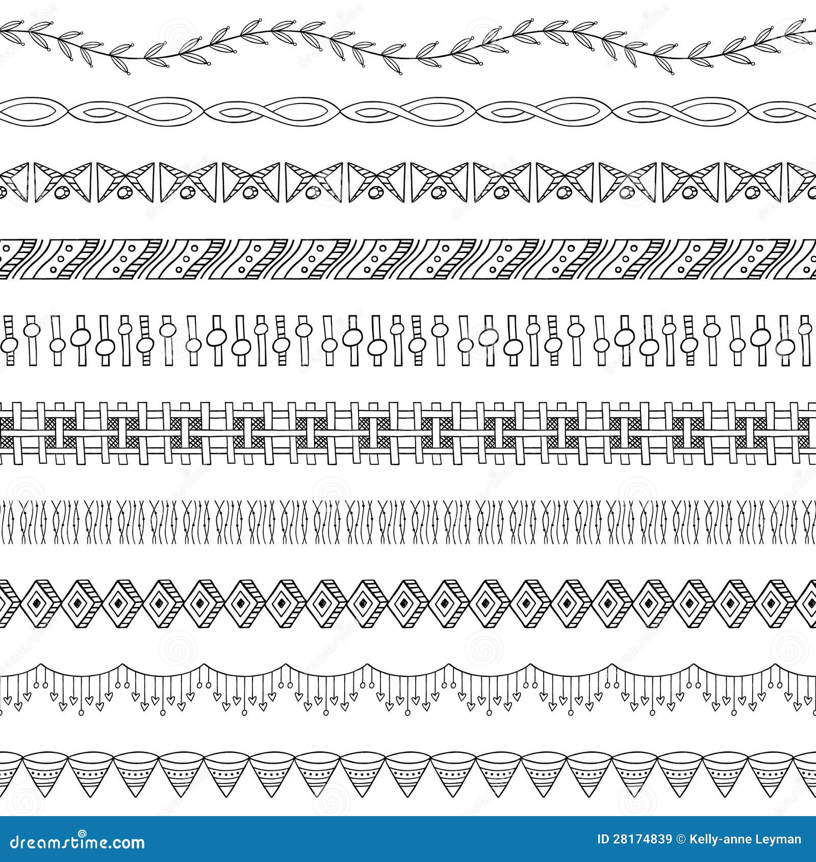 Seamless Doodle Border and Frame Elements Two Stock Vector ...