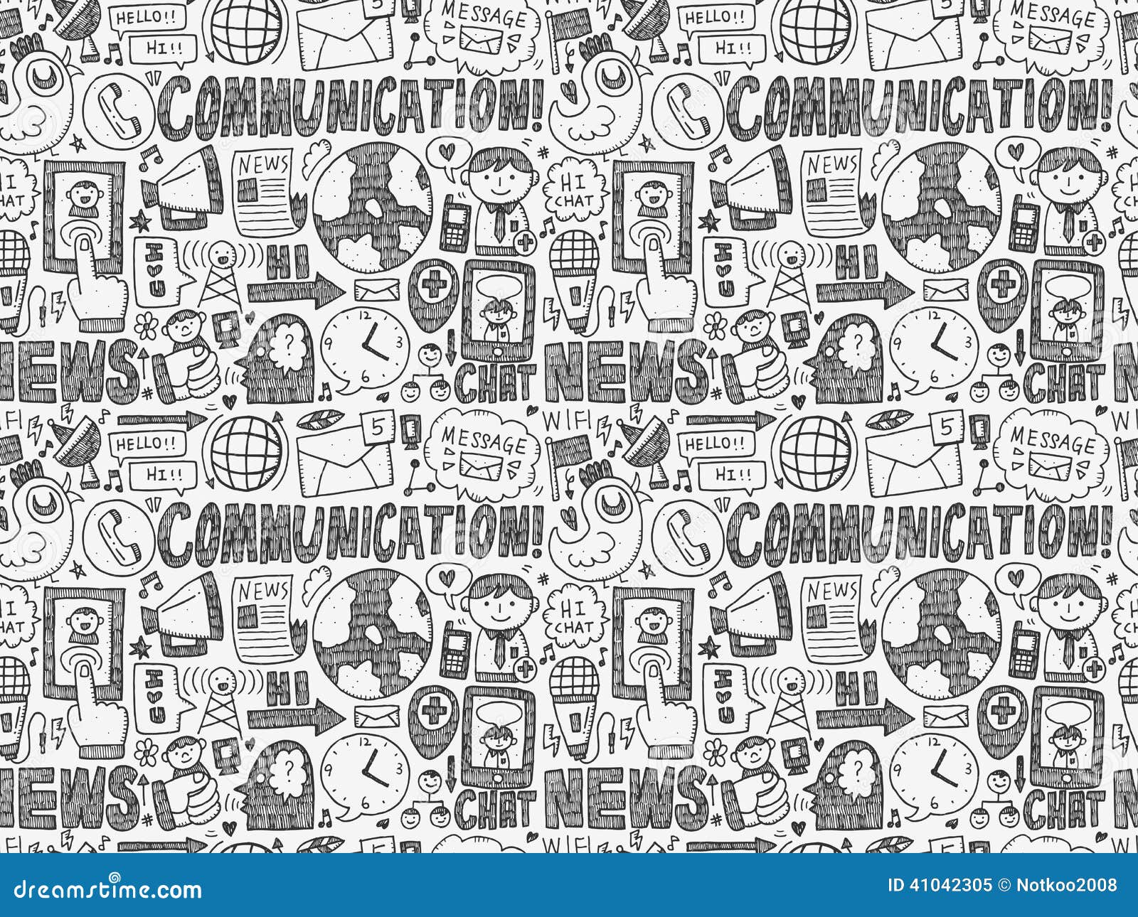 Seamless Doodle Communication Pattern Stock Vector - Illustration of ...