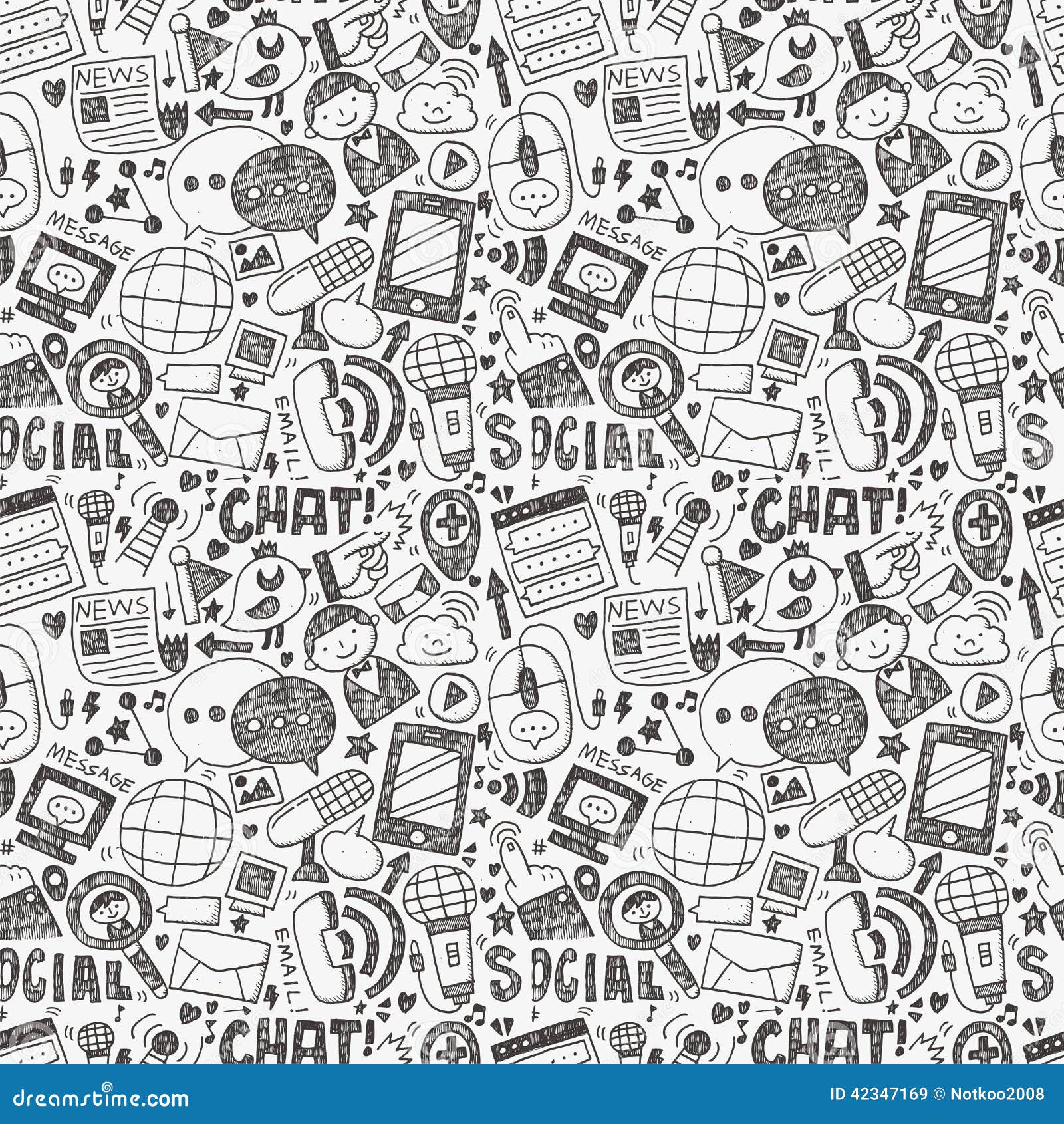 Seamless Doodle Communication Pattern Stock Vector - Illustration of ...